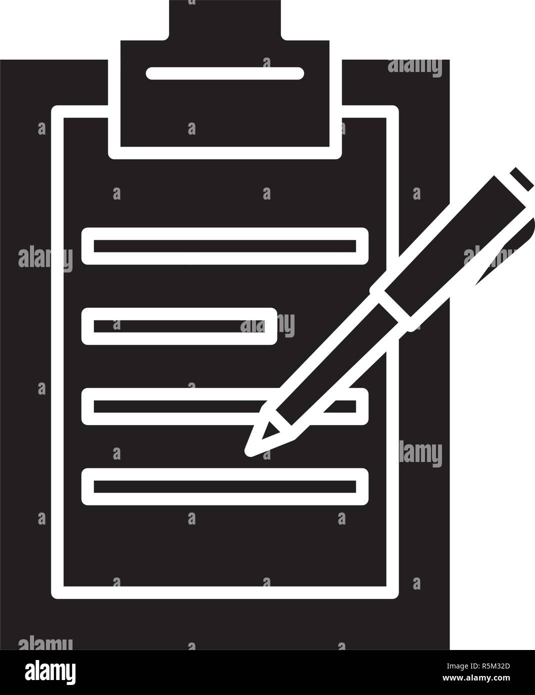 Report writing black icon, vector sign on isolated background. Report ...
