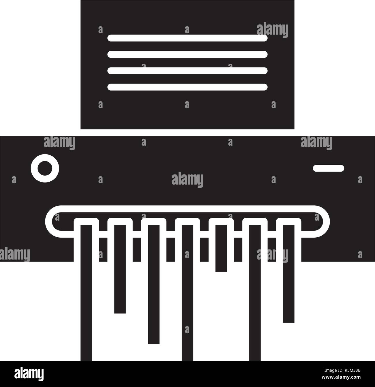 Paper shredder black icon, vector sign on isolated background. Paper ...