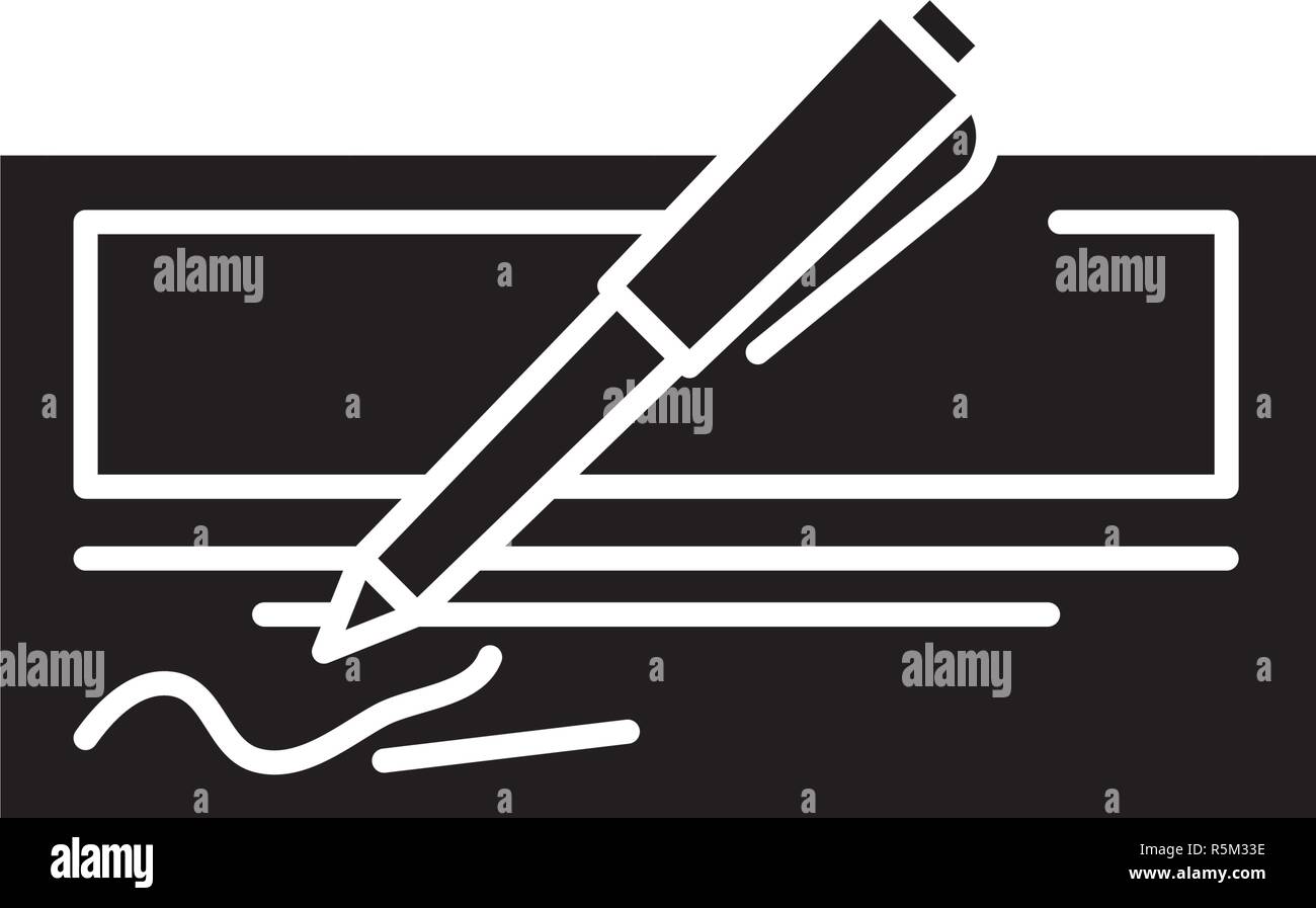 Bank check black icon, vector sign on isolated background. Bank check ...