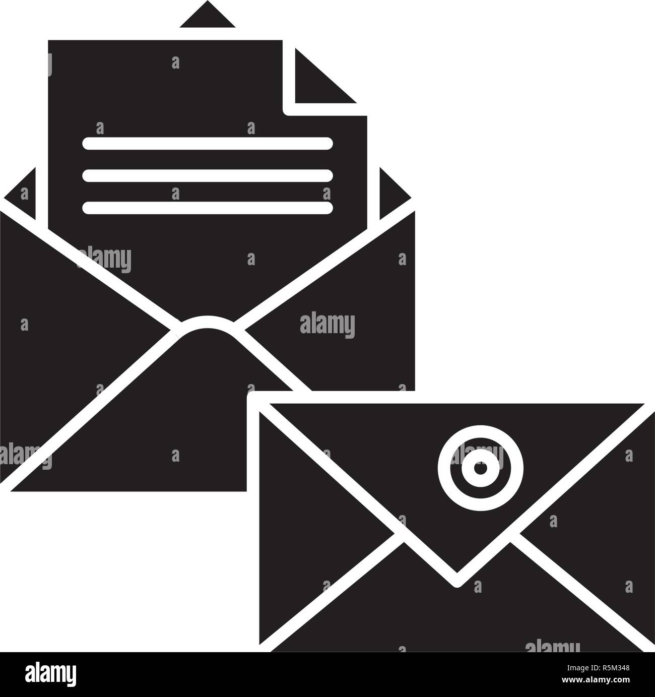 Business correspondence black icon, vector sign on isolated background ...