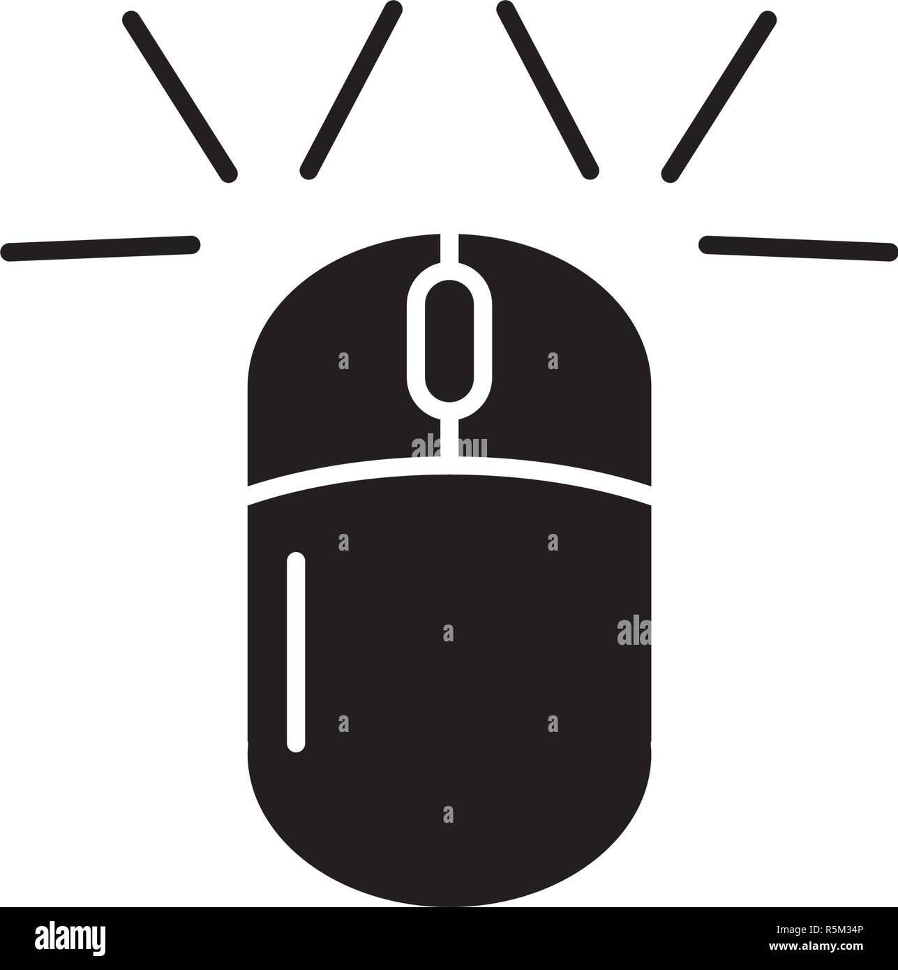 Computer mouse black icon, vector sign on isolated background. Computer ...