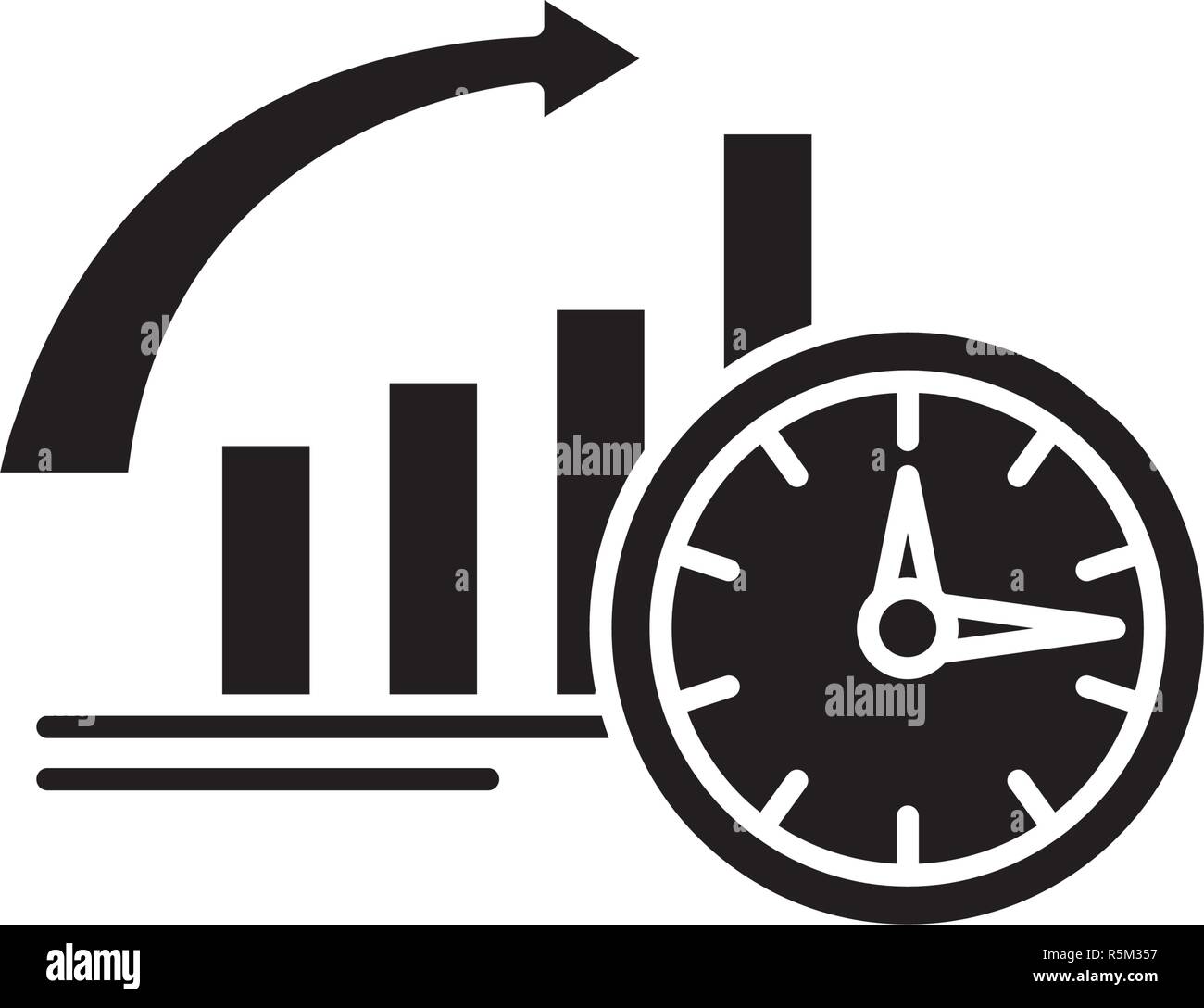 To be on time black icon, vector sign on isolated background. To be on ...