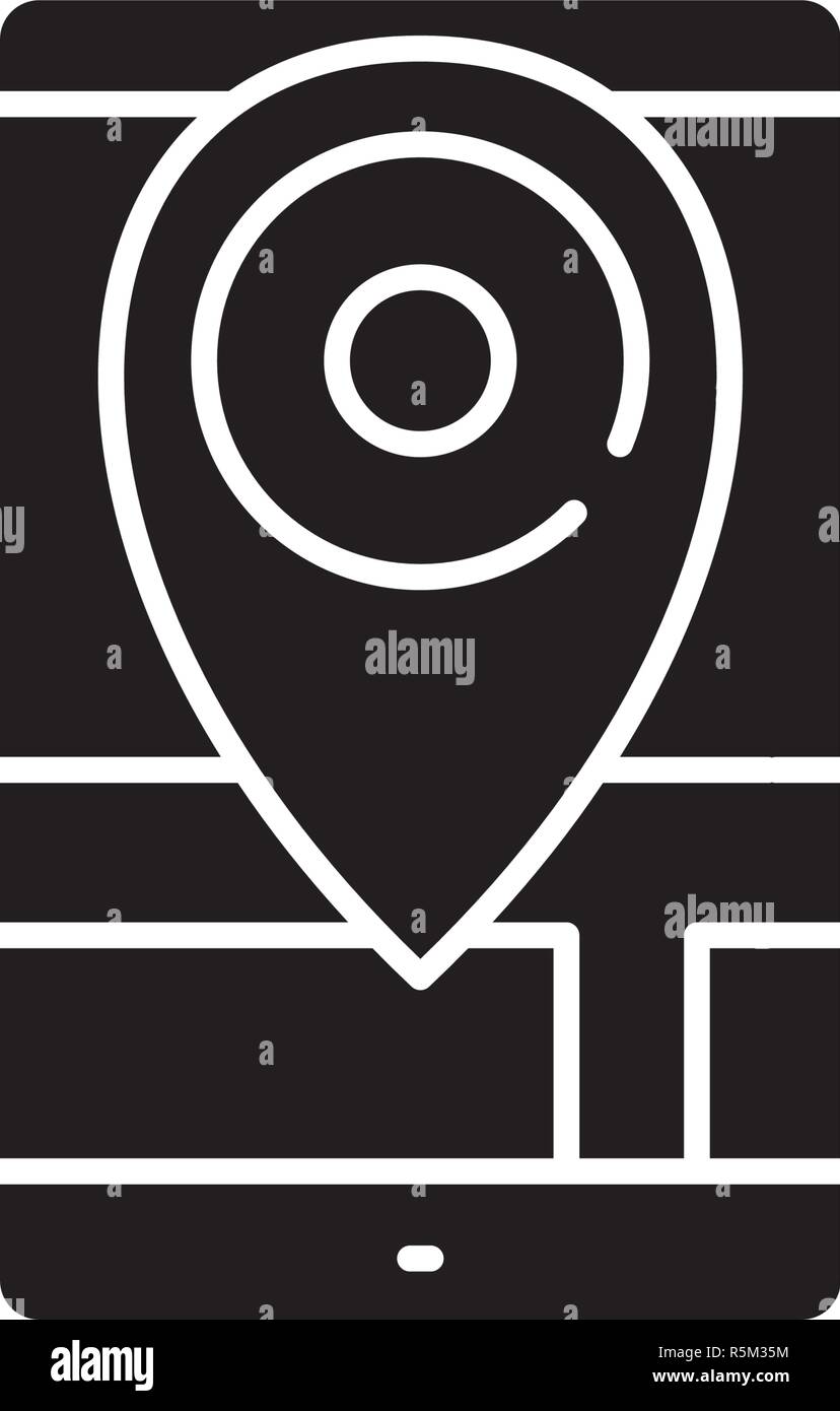 Geolocation black icon, vector sign on isolated background. Geolocation ...