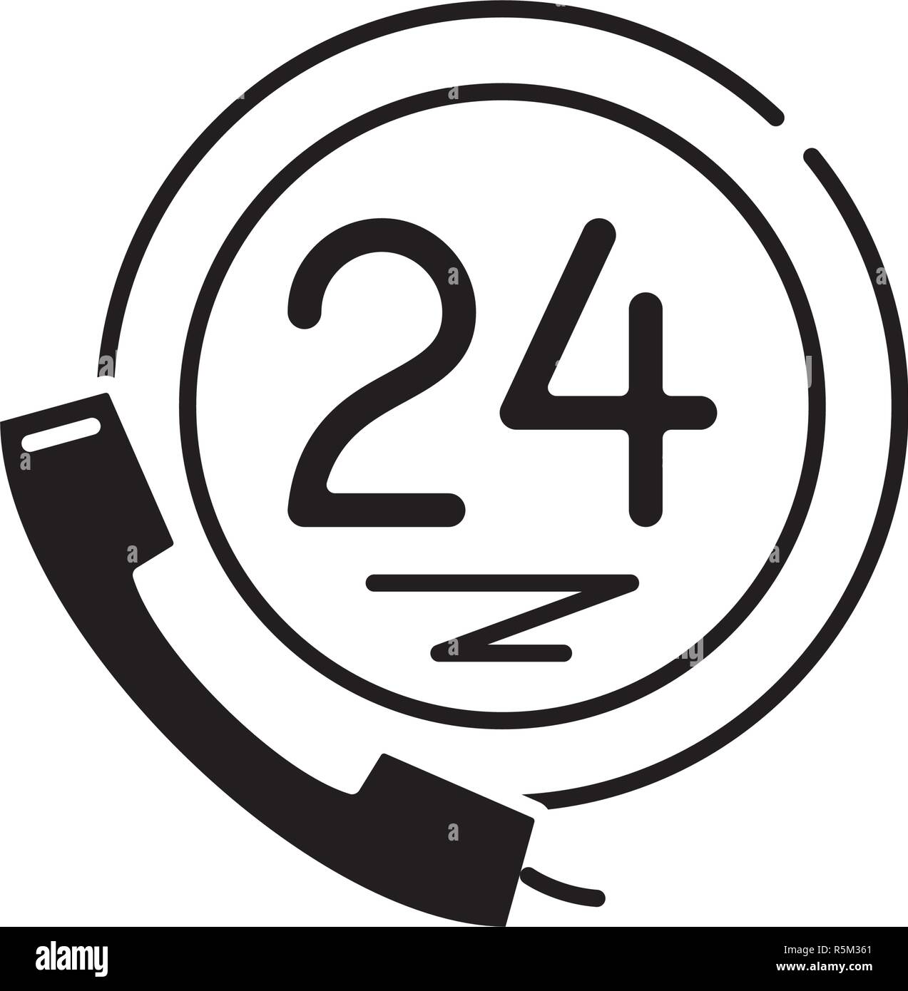 24 hour client support black icon, vector sign on isolated background ...