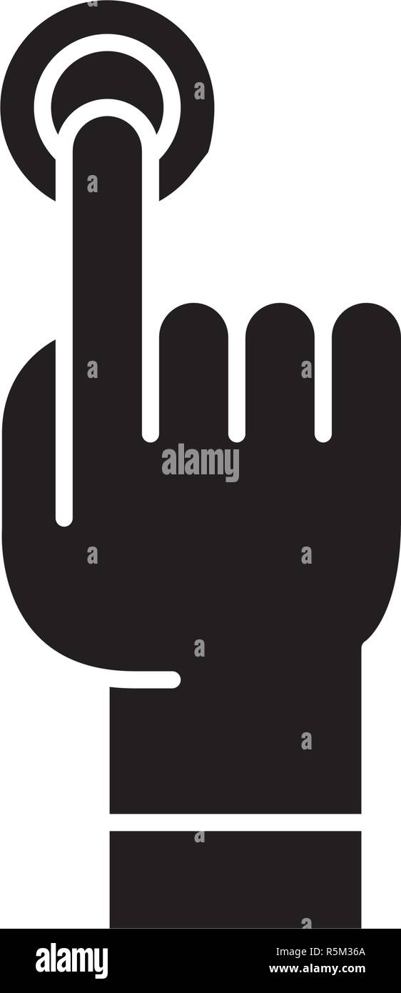 Finger tapping black icon, vector sign on isolated background. Finger ...