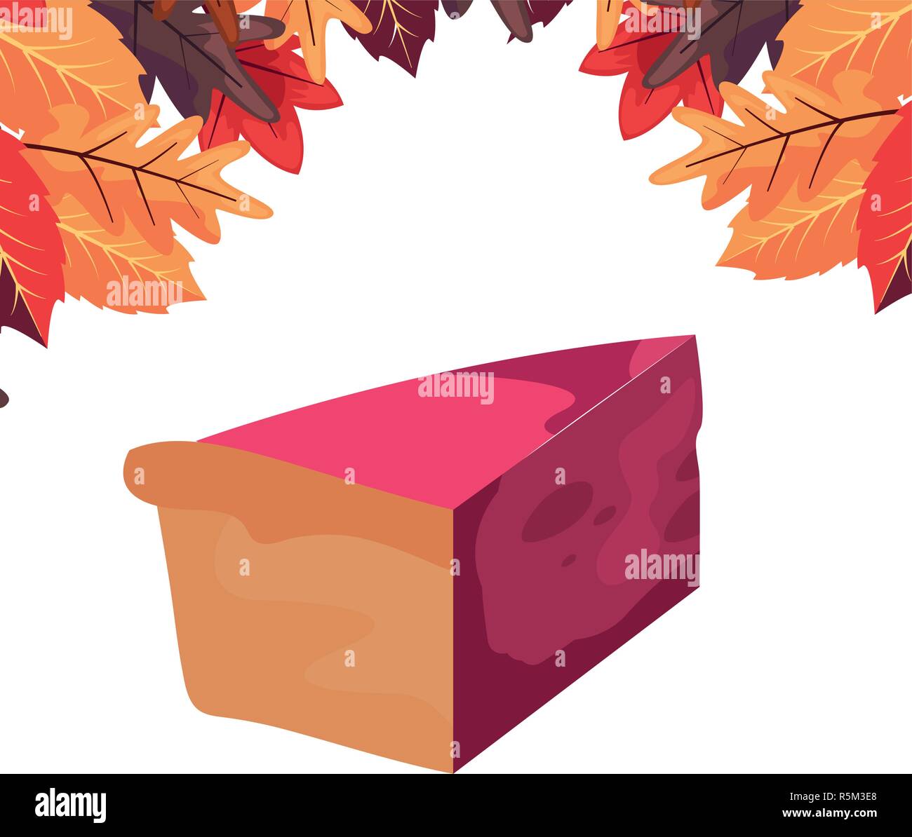 sweet cake autumn leaves thanksgiving celebrate vector illustration ...