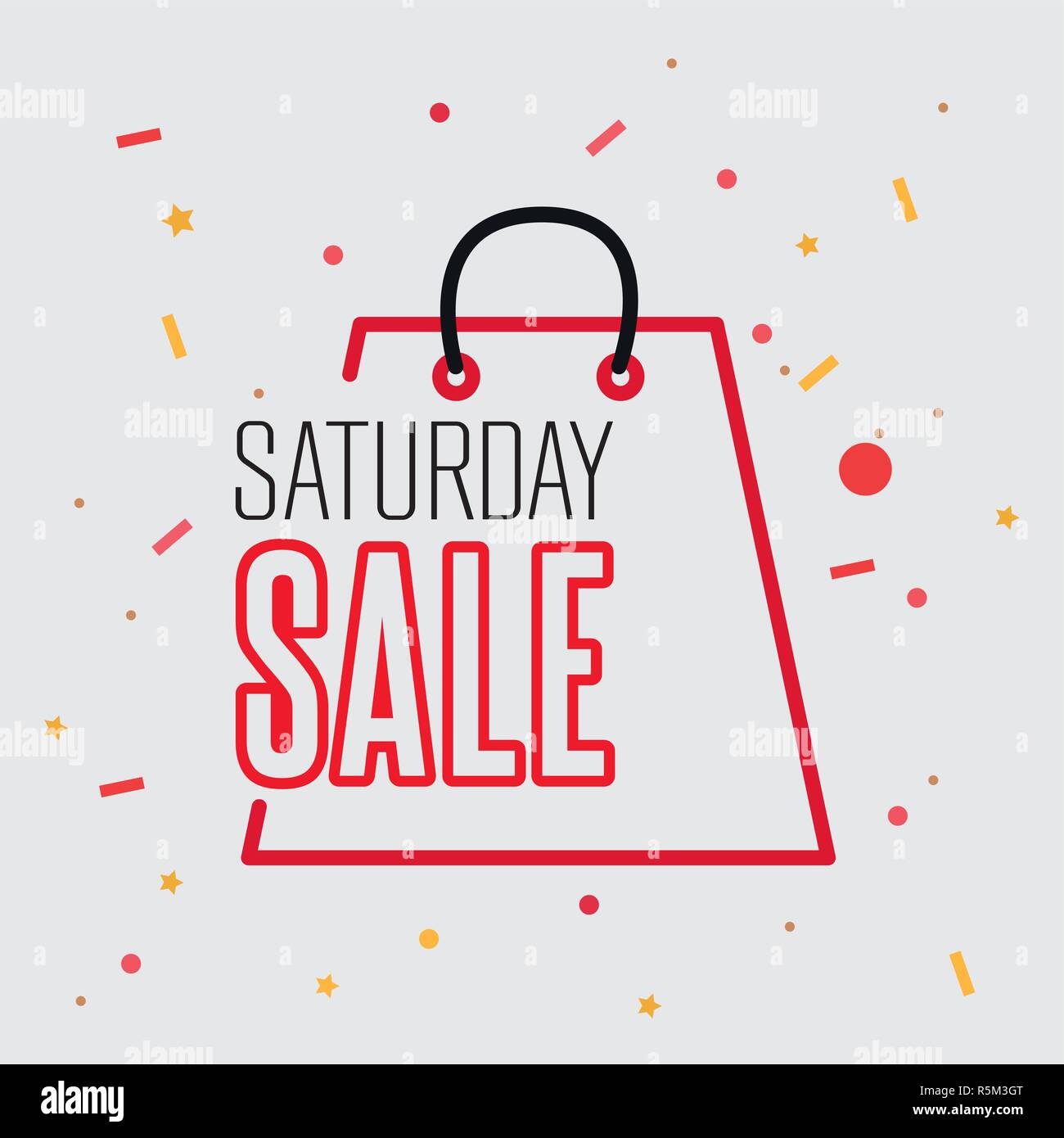 saturday sale shopping bag confetti vector illustration Stock Vector ...