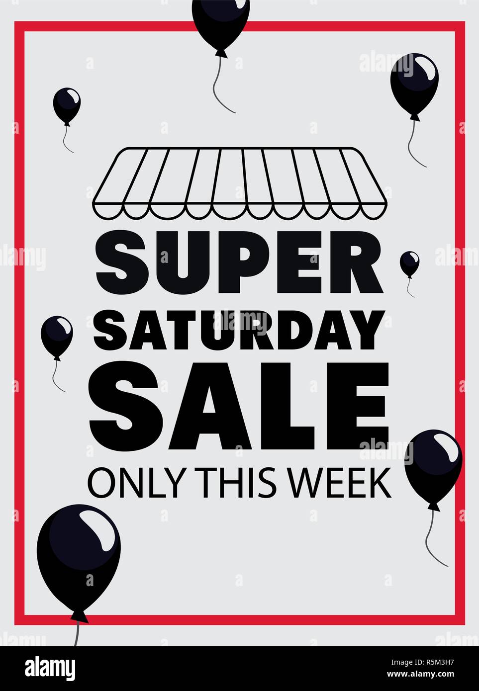 super saturday sale frame black balloon store vector illustration Stock ...