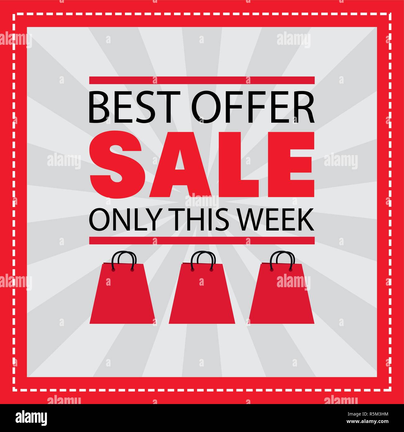 saturday sale frame shopping bags best offer vector illustration Stock ...