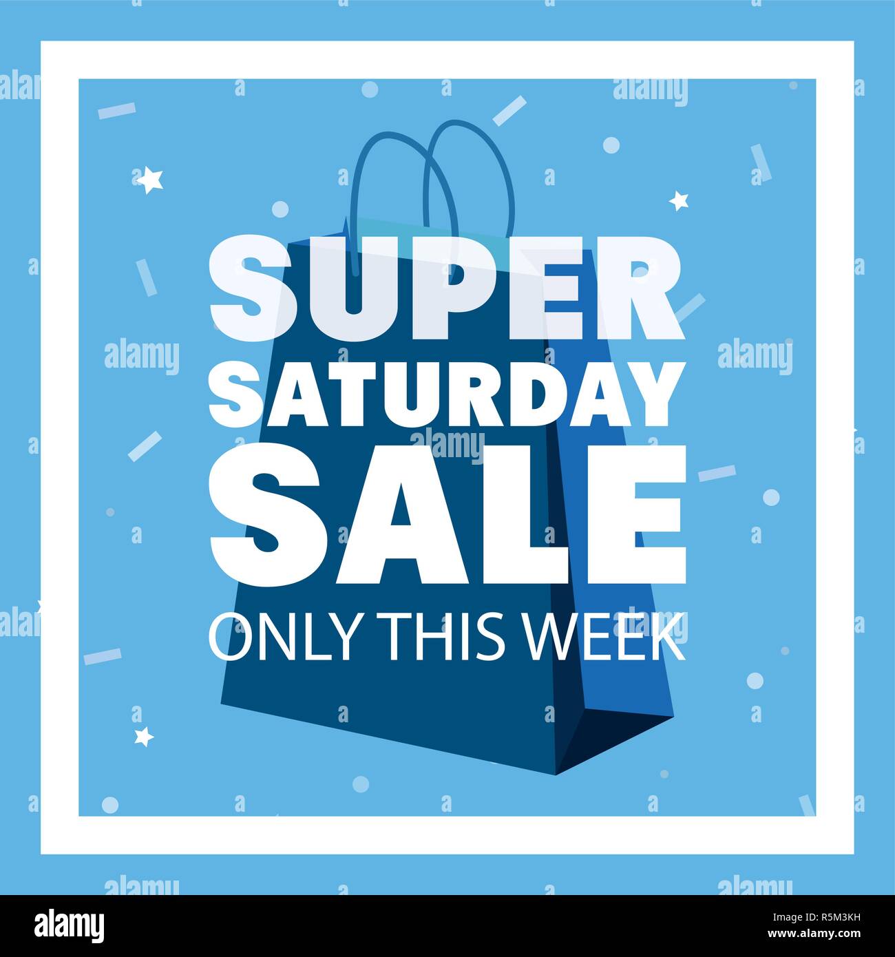 super saturday sale frame blue shop bag vector illustration Stock ...