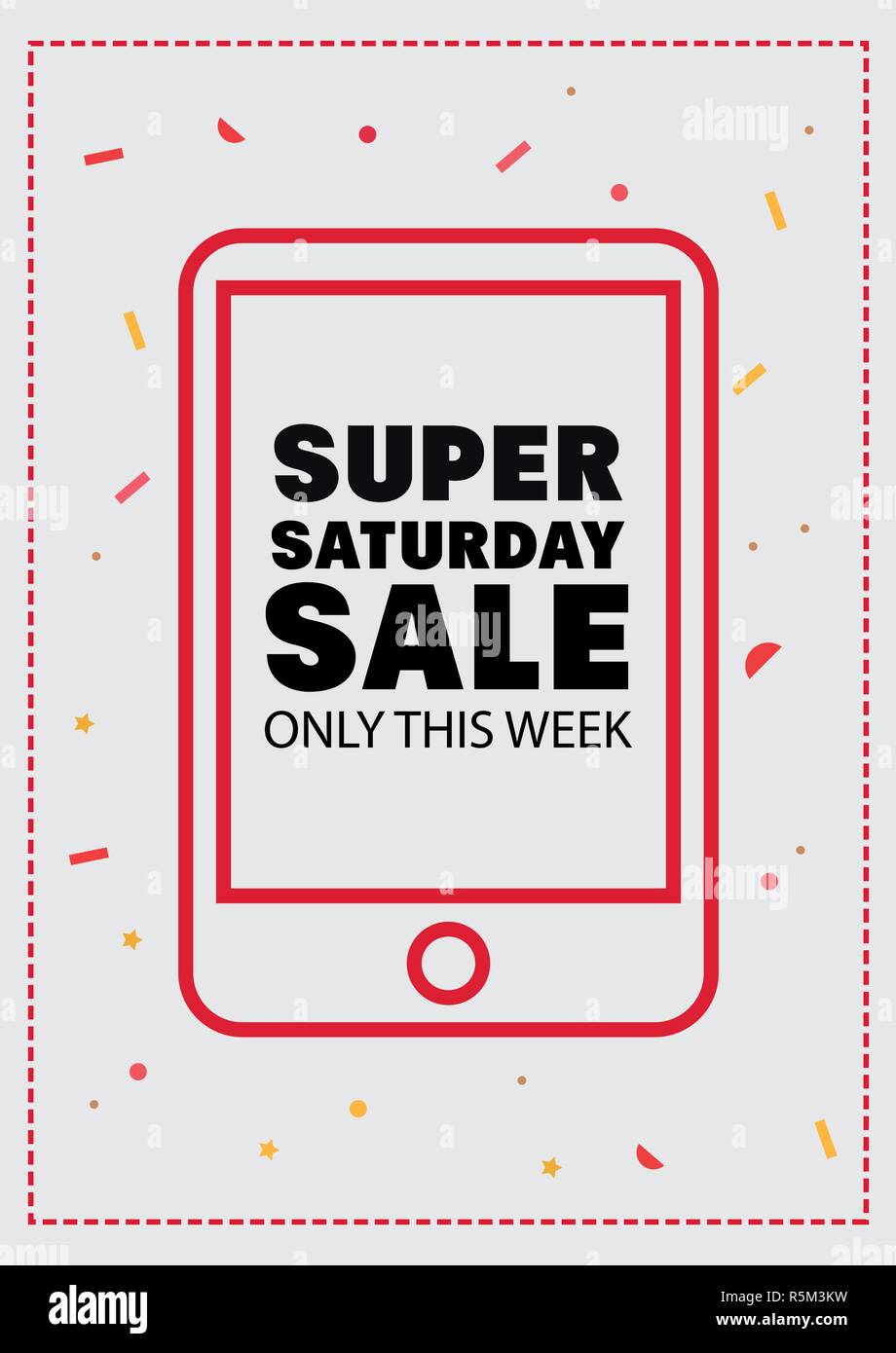super saturday sale smartphone technology confetti vector illustration ...