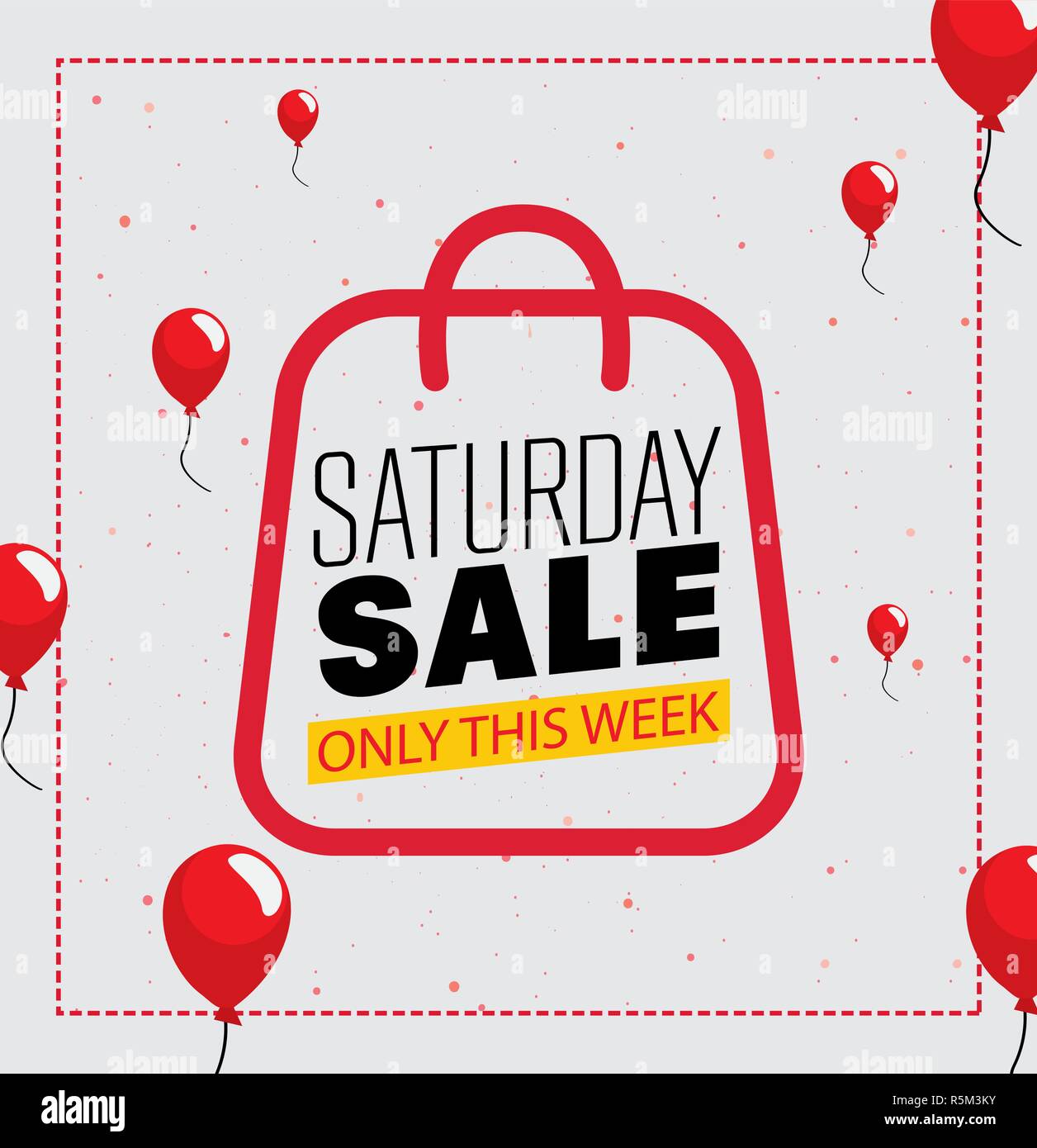super saturday sale frame balloons shop bag vector illustration Stock ...