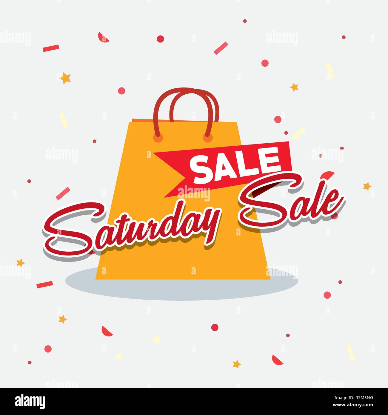 super saturday sale shop bag yellow confetti vector illustration Stock ...