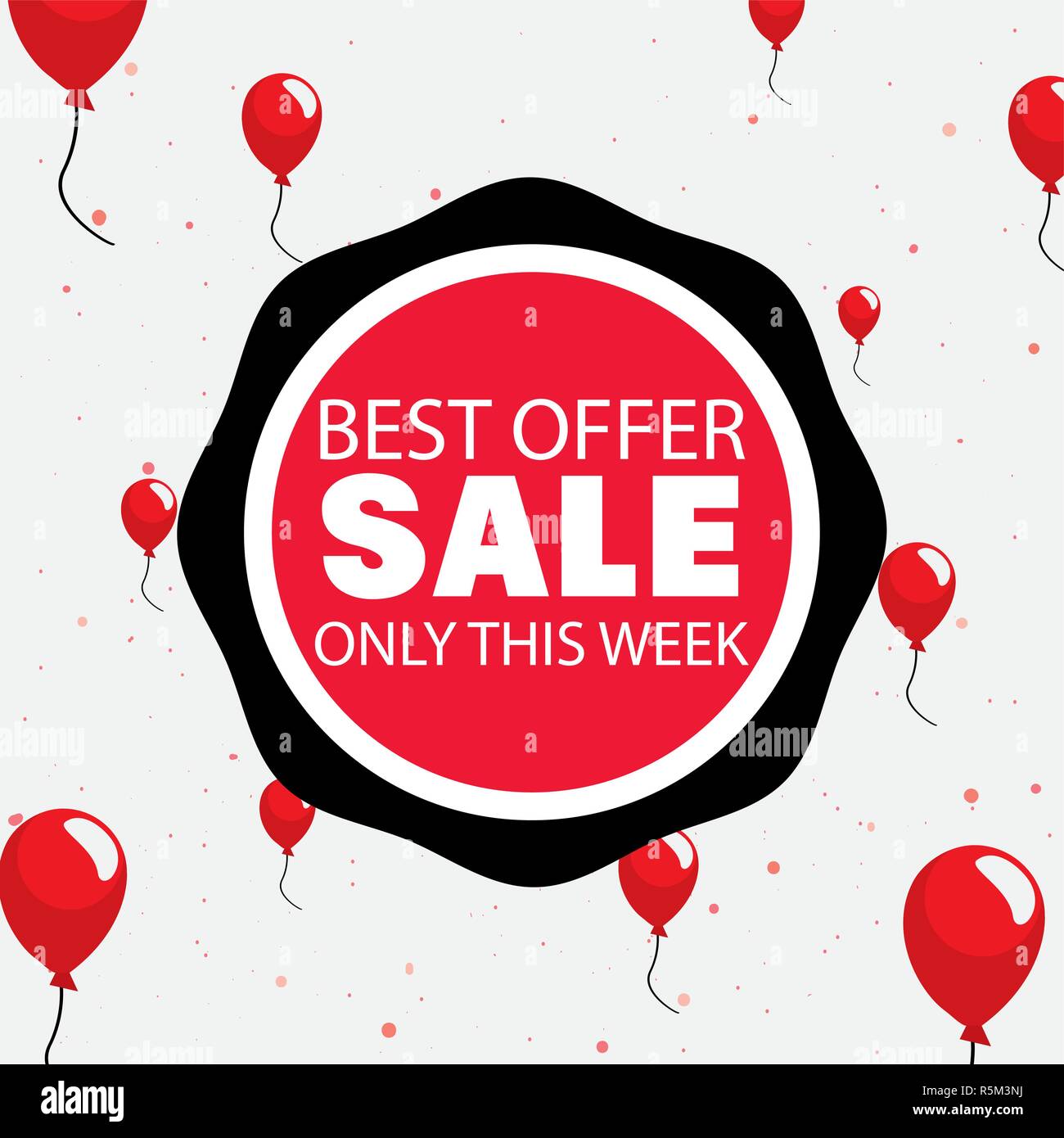 sticker super saturday sale confetti balloons vector illustration Stock ...