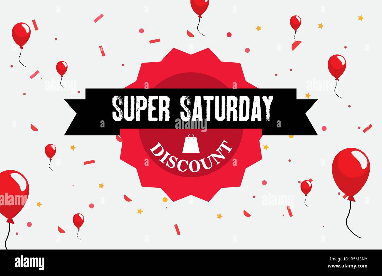 super saturday sale sticker ribbon offer balloons vector illustration ...