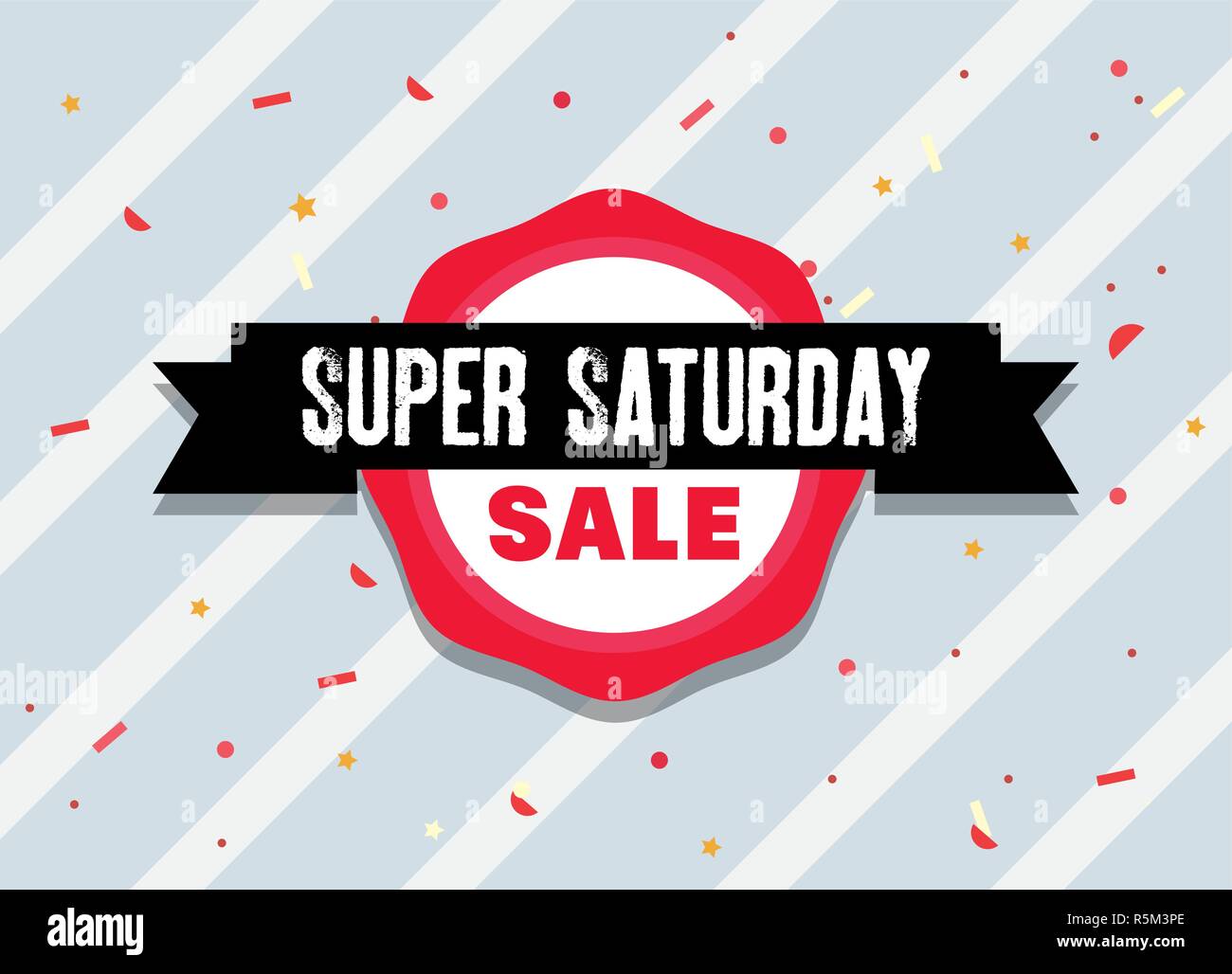 super saturday sale ribbon sticker confetti stripes vector illustration ...