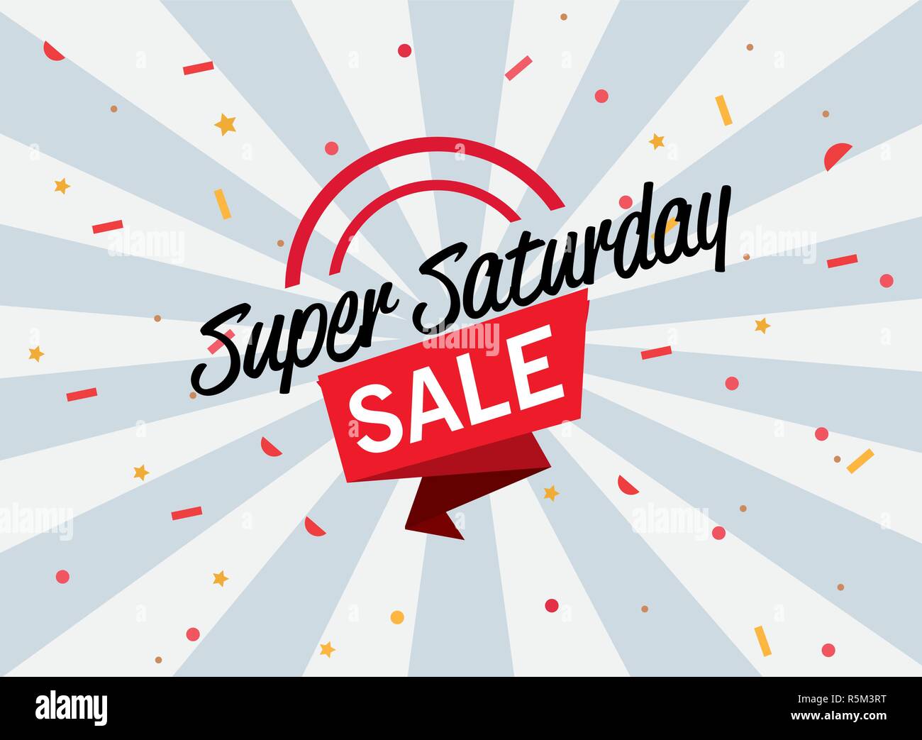 super saturday sale ribbon decoration confetti vector illustration ...
