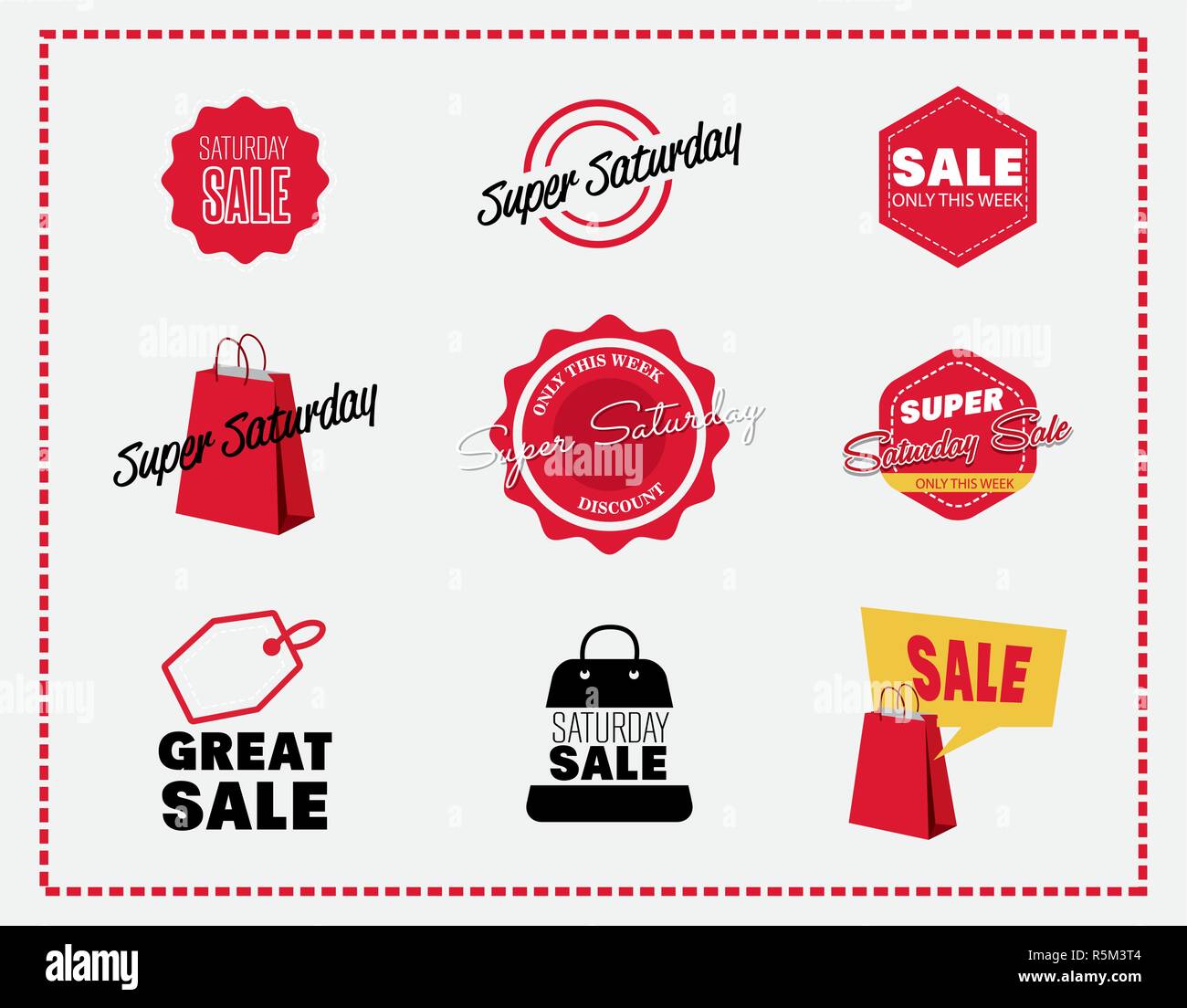 super saturday sale stickers bags offer discount vector illustration ...