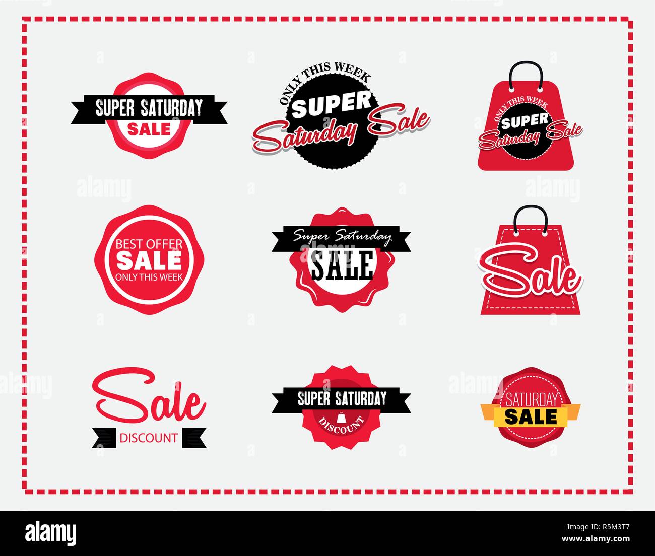 super saturday sale offers discount stickers bags vector illustration ...