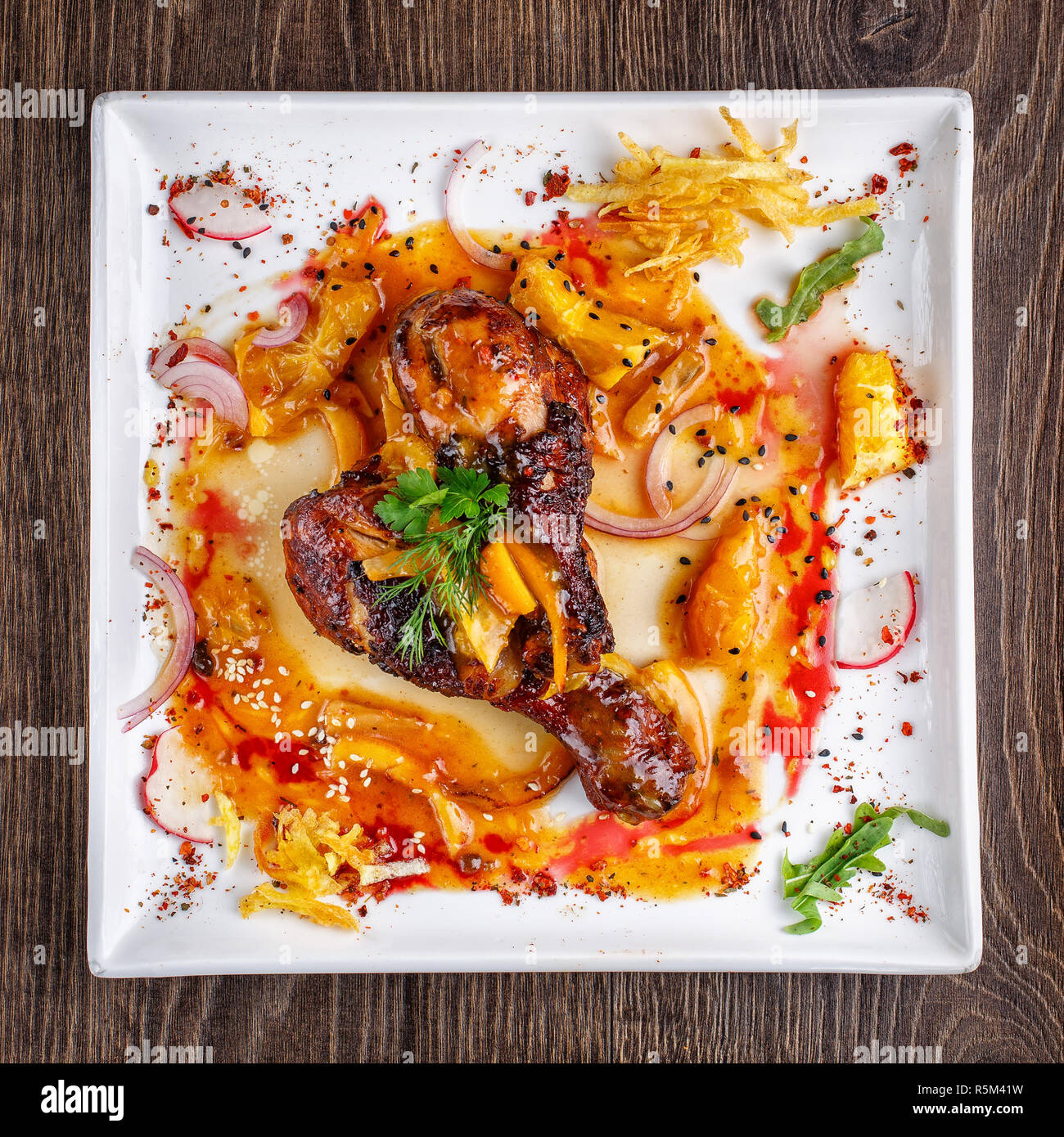 Grill concept - two grilled chicken Stock Photo - Alamy