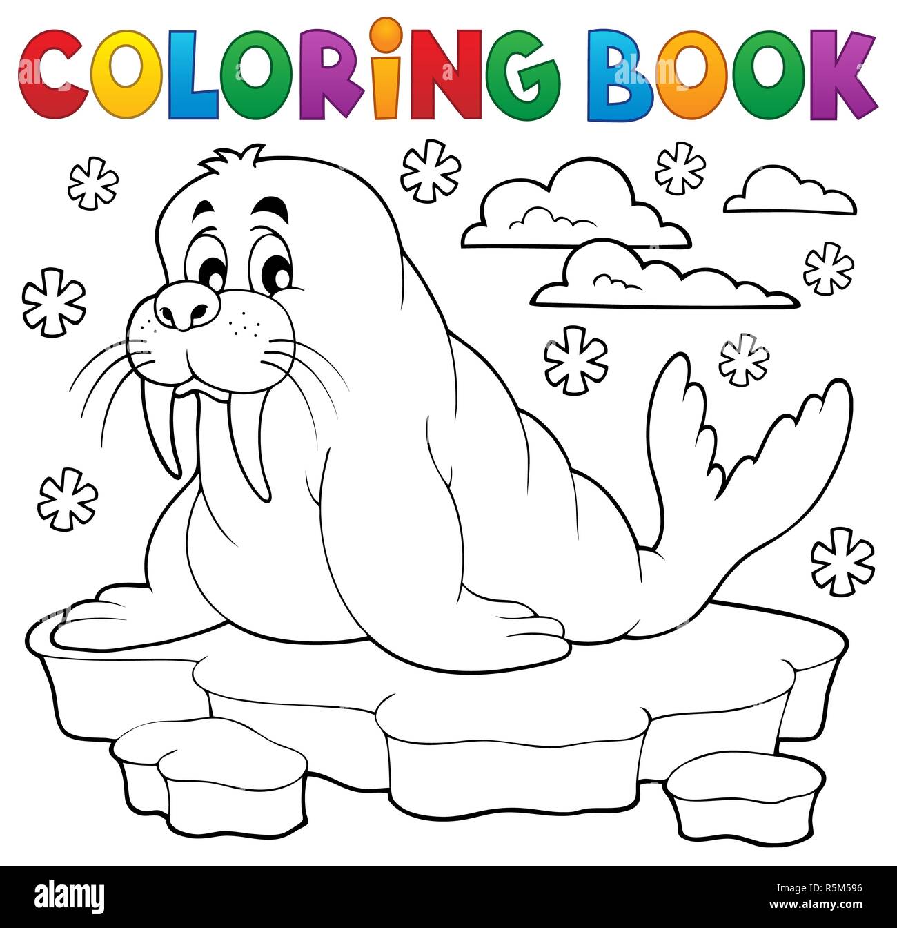 Coloring book walrus theme 1 Stock Photo - Alamy