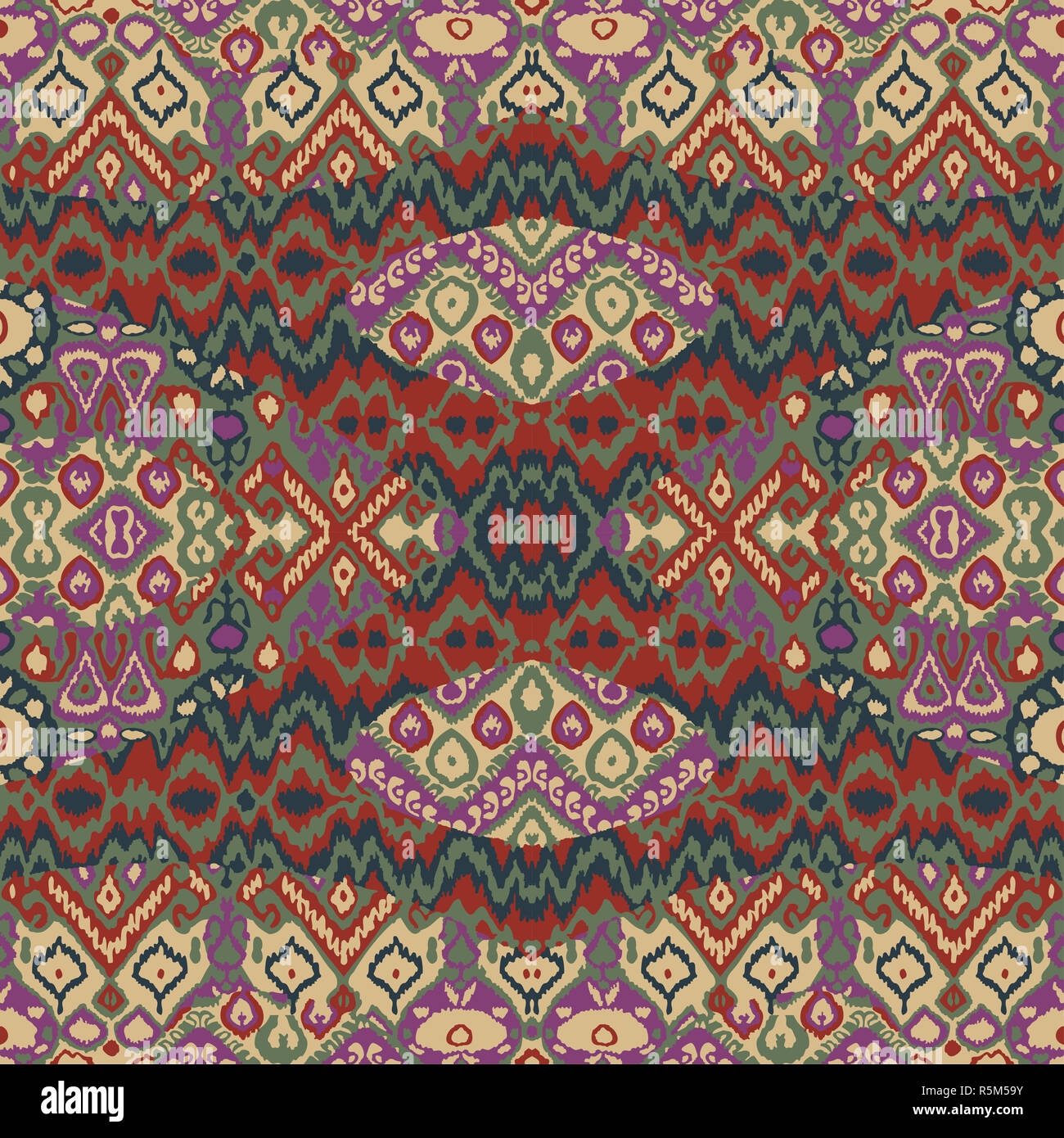 Ethnic bohemian arabesque pattern. Zigzag geometric retro abstract ...