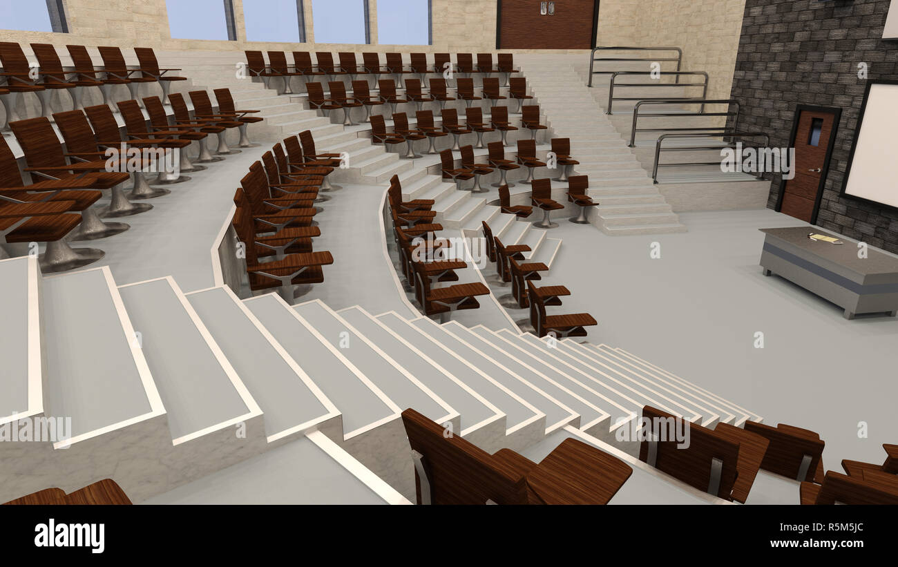 3D Rendering Lecture Hall Stock Photo - Alamy