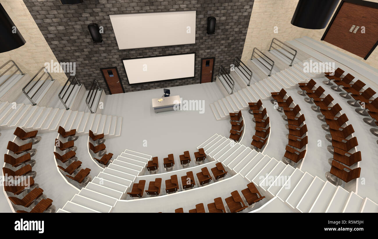 3D Rendering Lecture Hall Stock Photo - Alamy