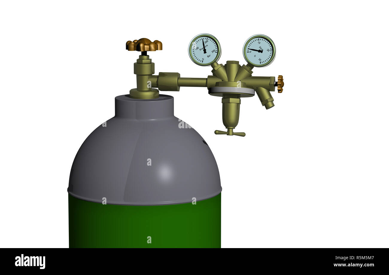 compressed gas cylinder with pressure gauge released Stock Photo - Alamy