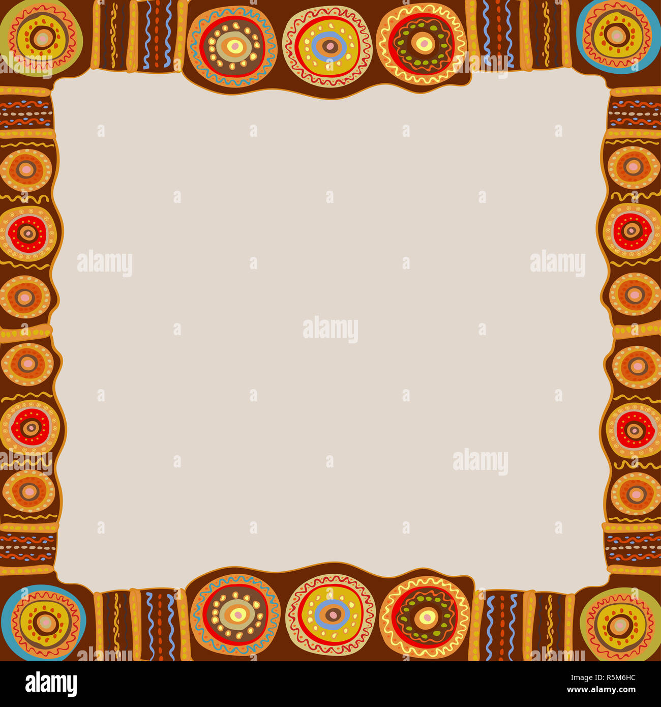 Ethnic hand painted square frame Stock Photo - Alamy