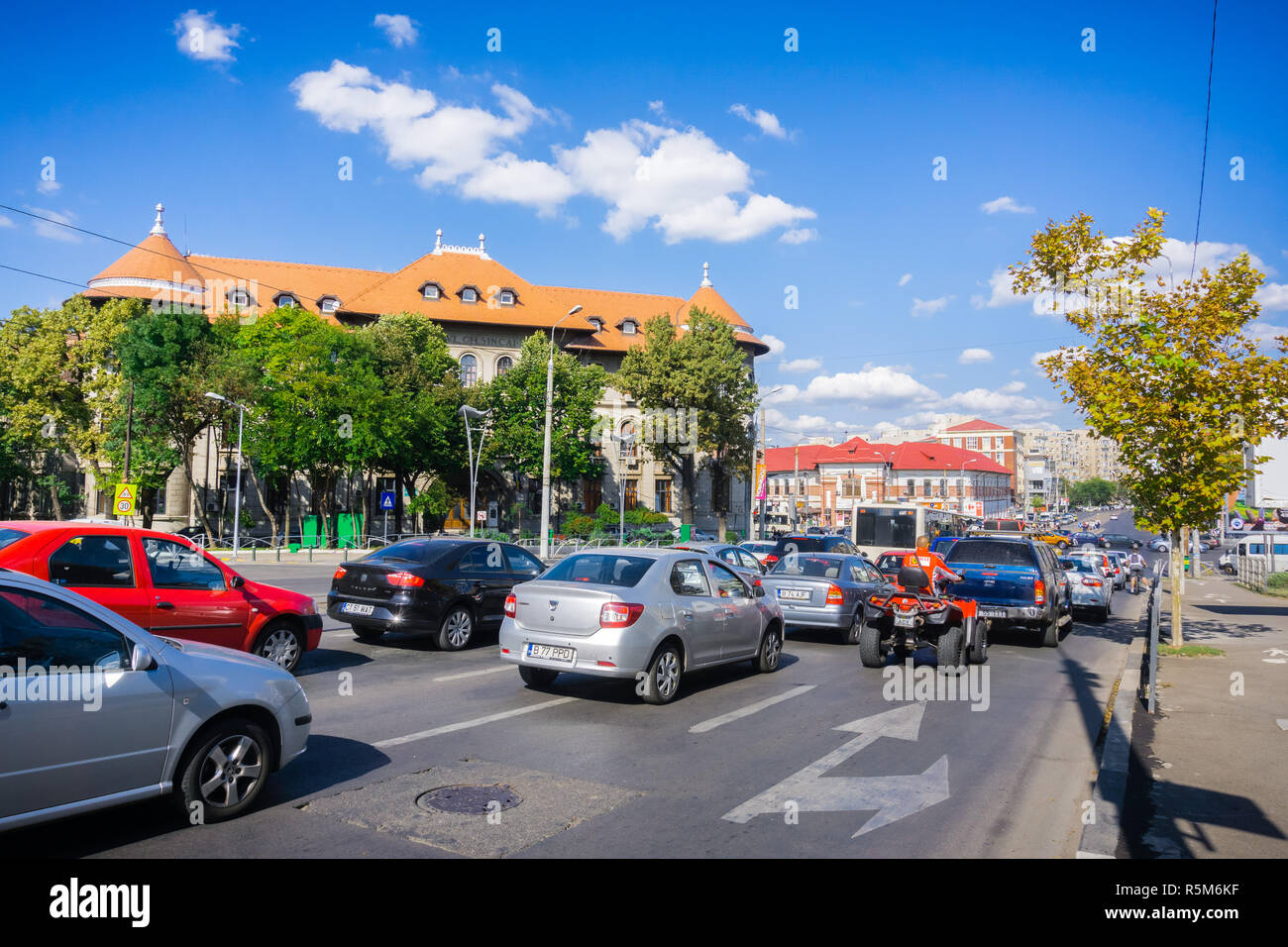 September 21, 2017 Bucharest/Romania - Street traffic near Tineretului ...
