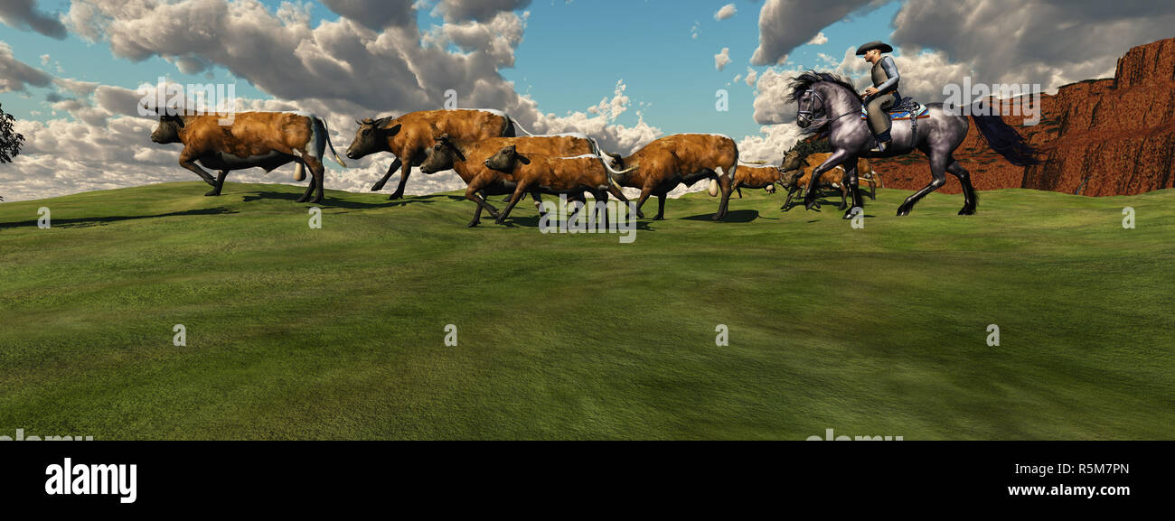 Cattle drive wild west hi-res stock photography and images - Alamy