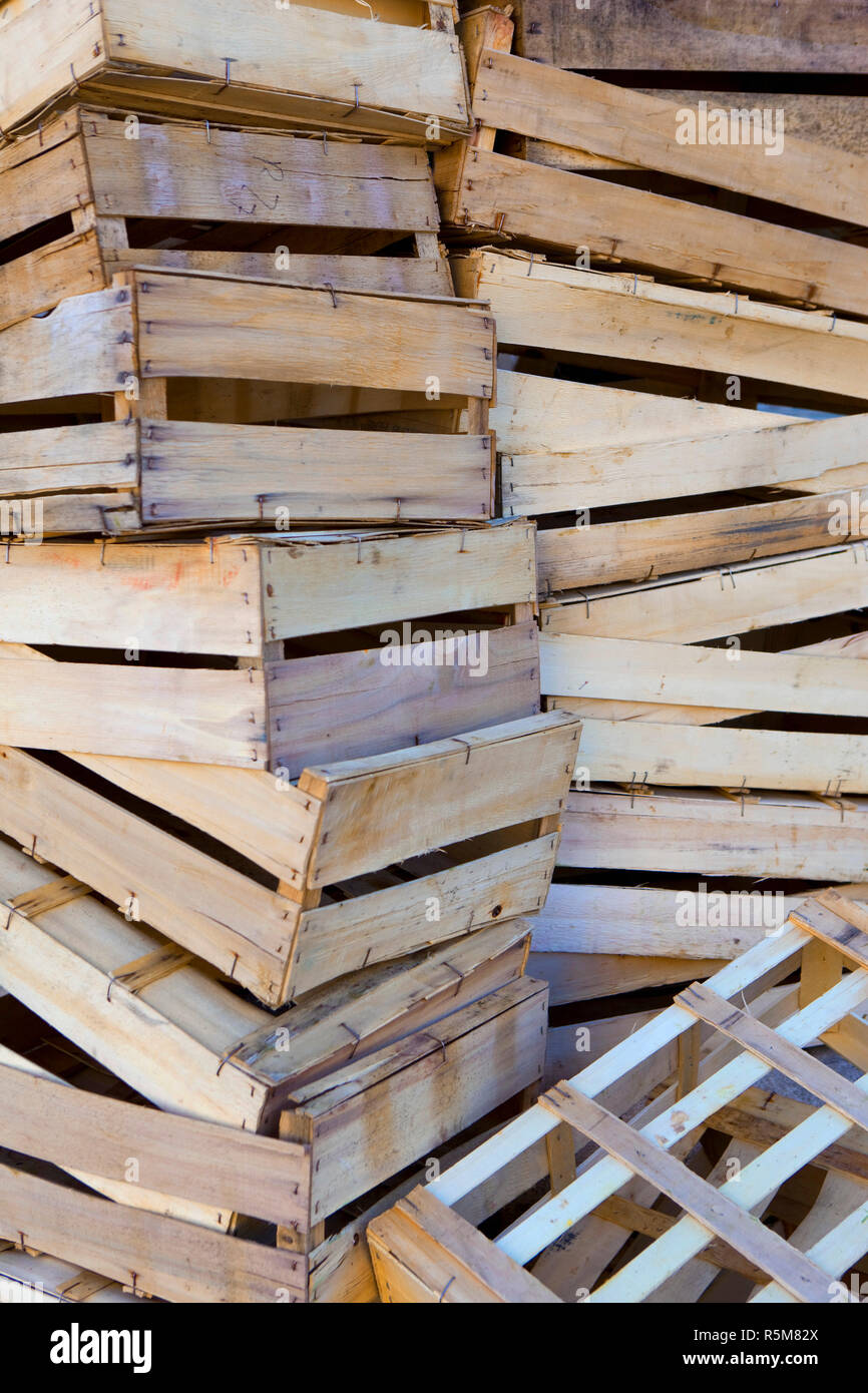 Piles wooden crates in hi-res stock photography and images - Alamy