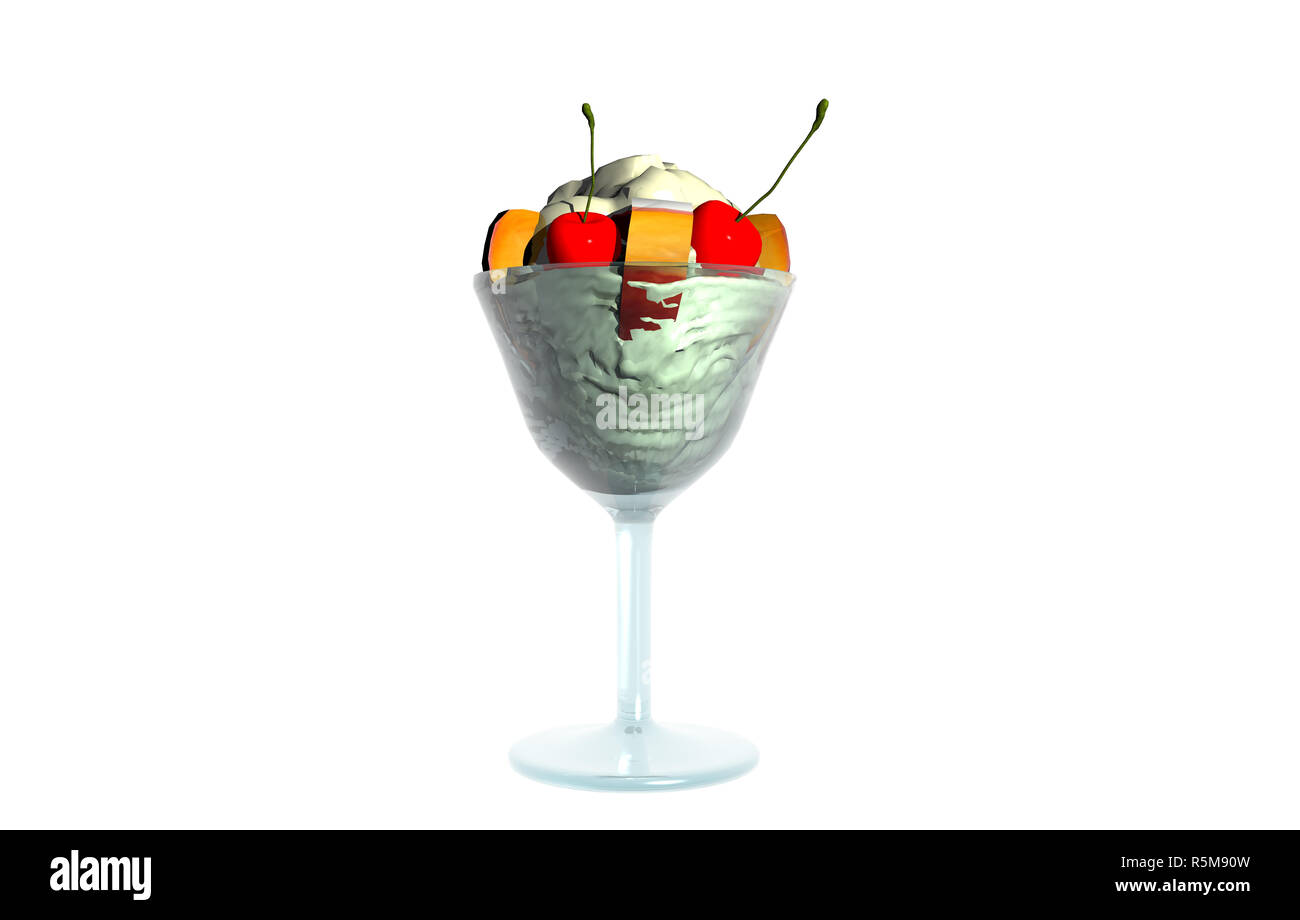 fruits ice cream cup isolated Stock Photo - Alamy