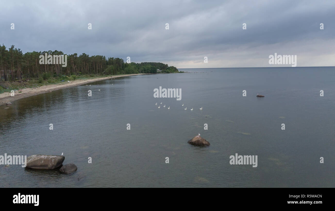 Roja Latvia Baltic Sea Seaside Aerial drone top view Stock Photo - Alamy