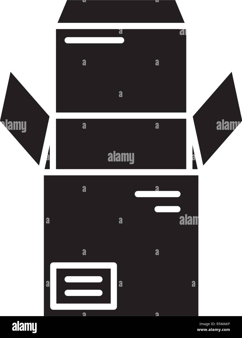 Open box black icon, vector sign on isolated background. Open box ...