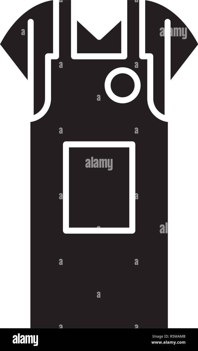 Work apron black icon, vector sign on isolated background. Work apron ...
