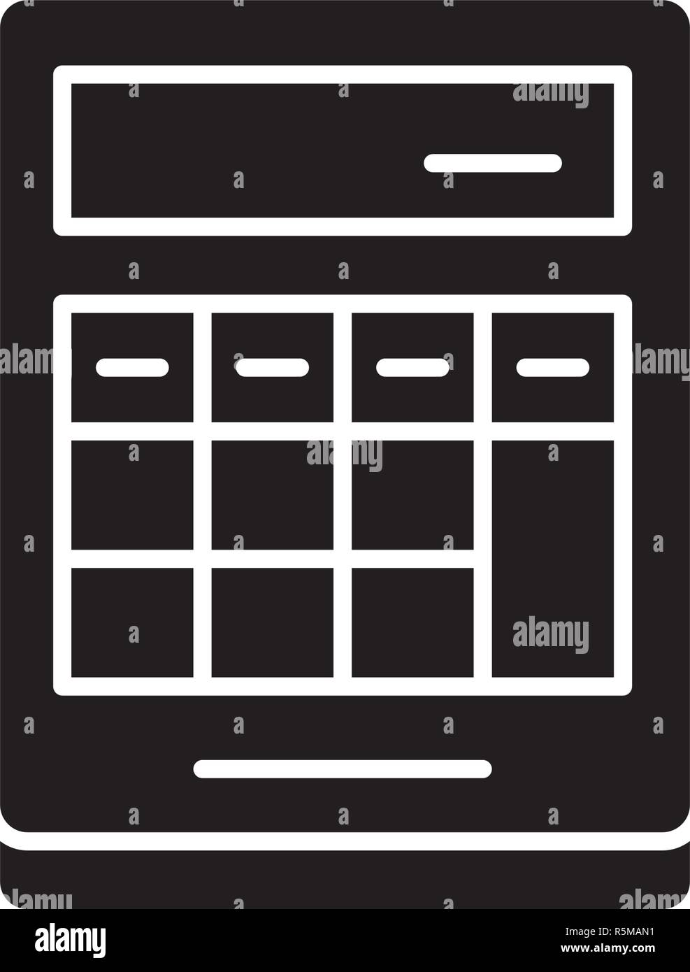 Calculation on the calculator black icon, vector sign on isolated ...