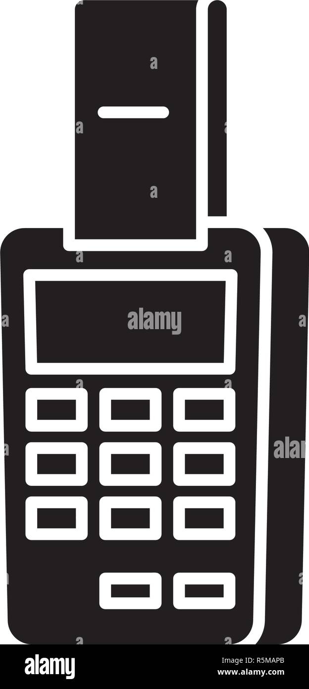 Payment by terminal black icon, vector sign on isolated background ...