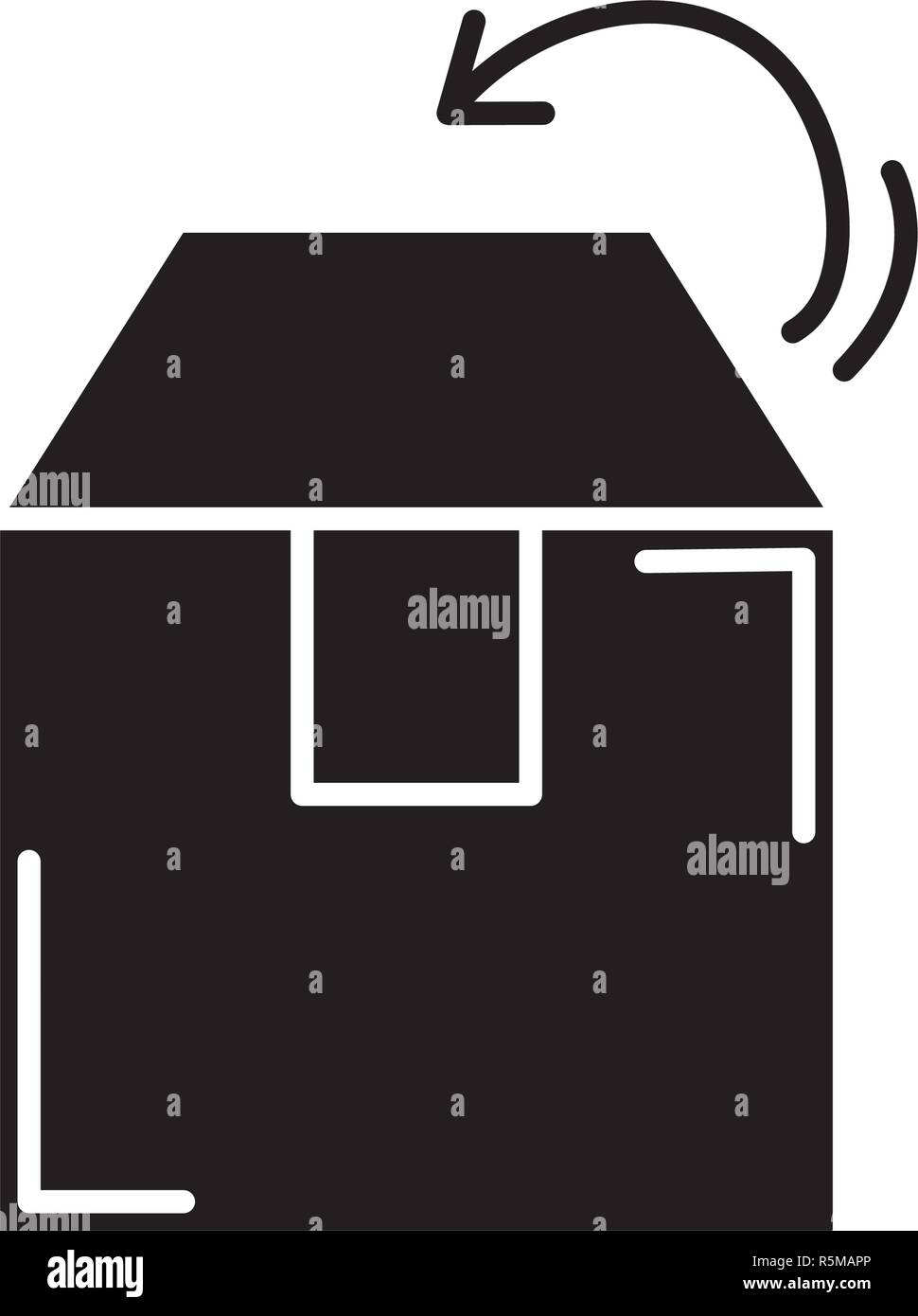 Box packing black icon, vector sign on isolated background. Box packing ...