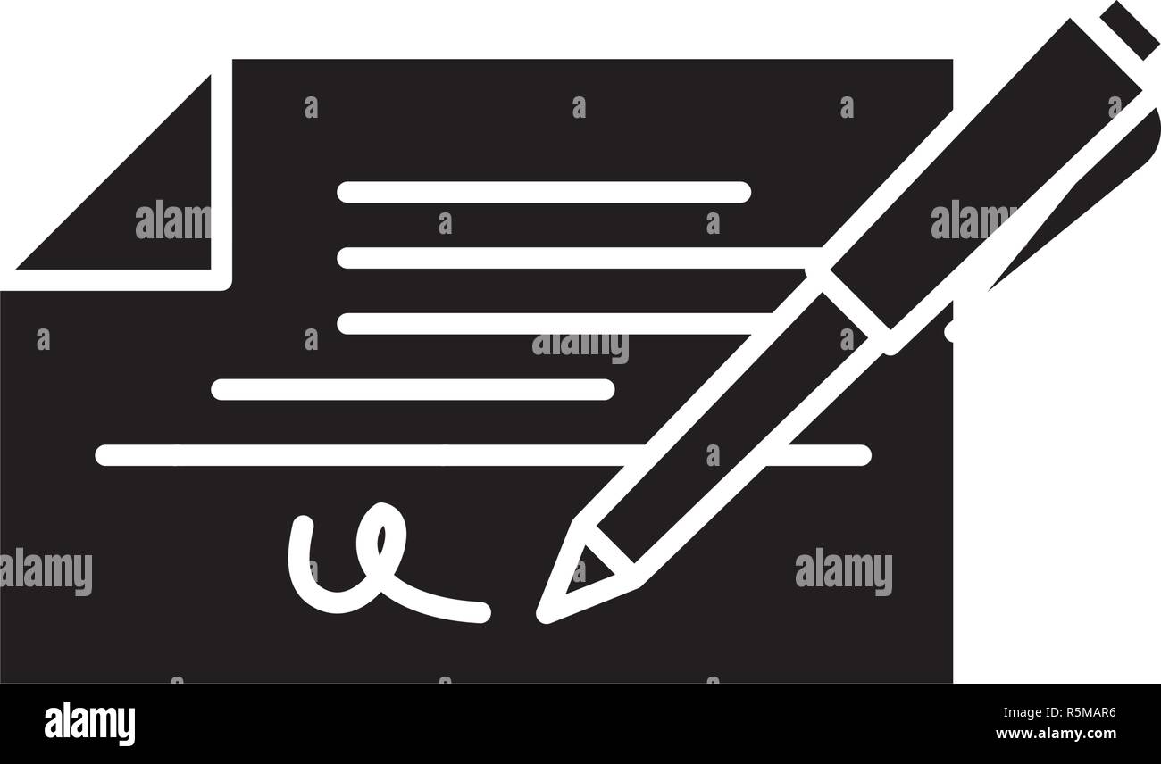 Check signature black icon, vector sign on isolated background. Check ...