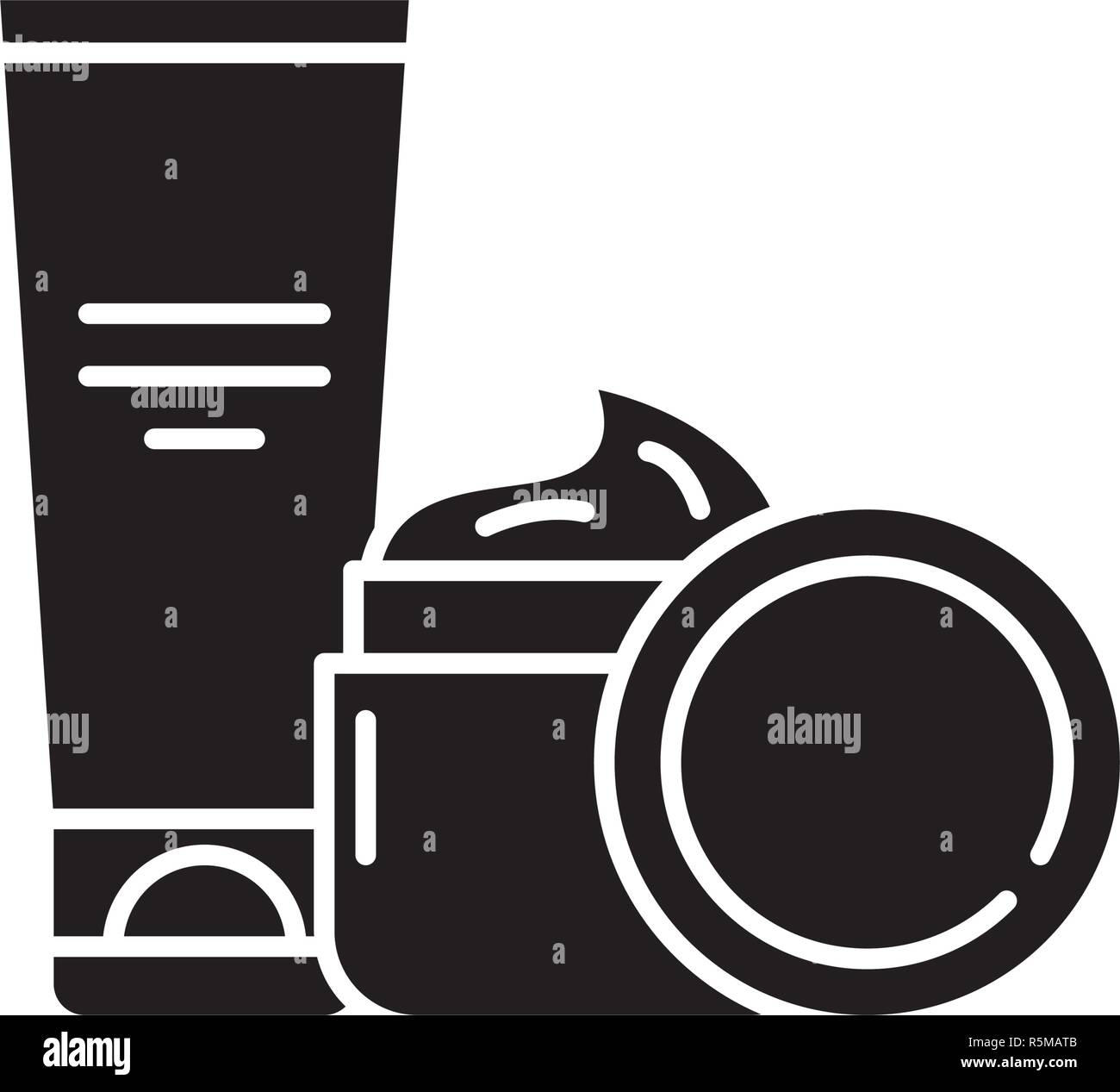 Cosmetic creams black icon, vector sign on isolated background ...