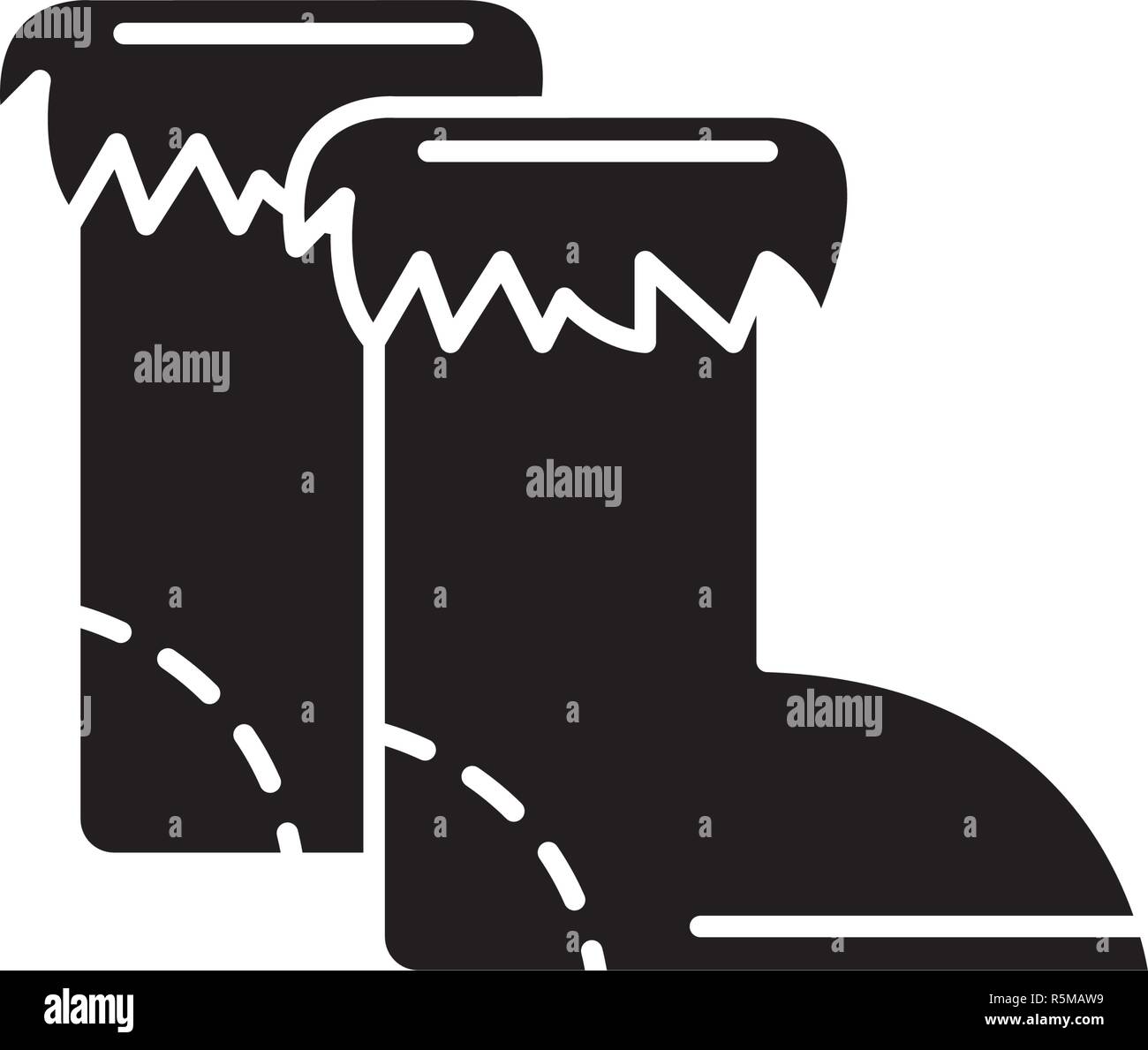 Winter boots black icon, vector sign on isolated background. Winter ...