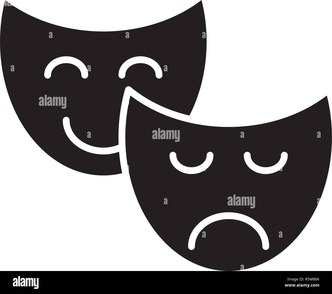 Comedy and tragedy black icon, vector sign on isolated background ...