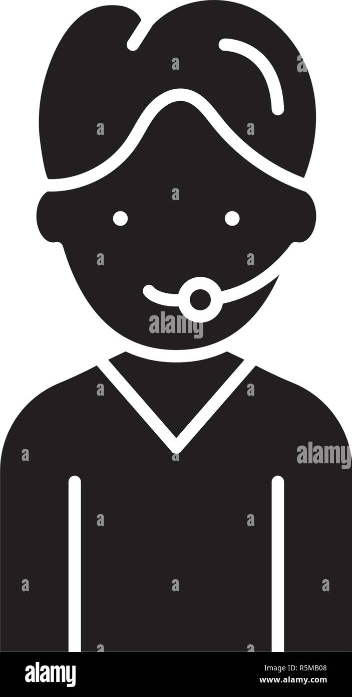 Support black icon, vector sign on isolated background. Support concept ...