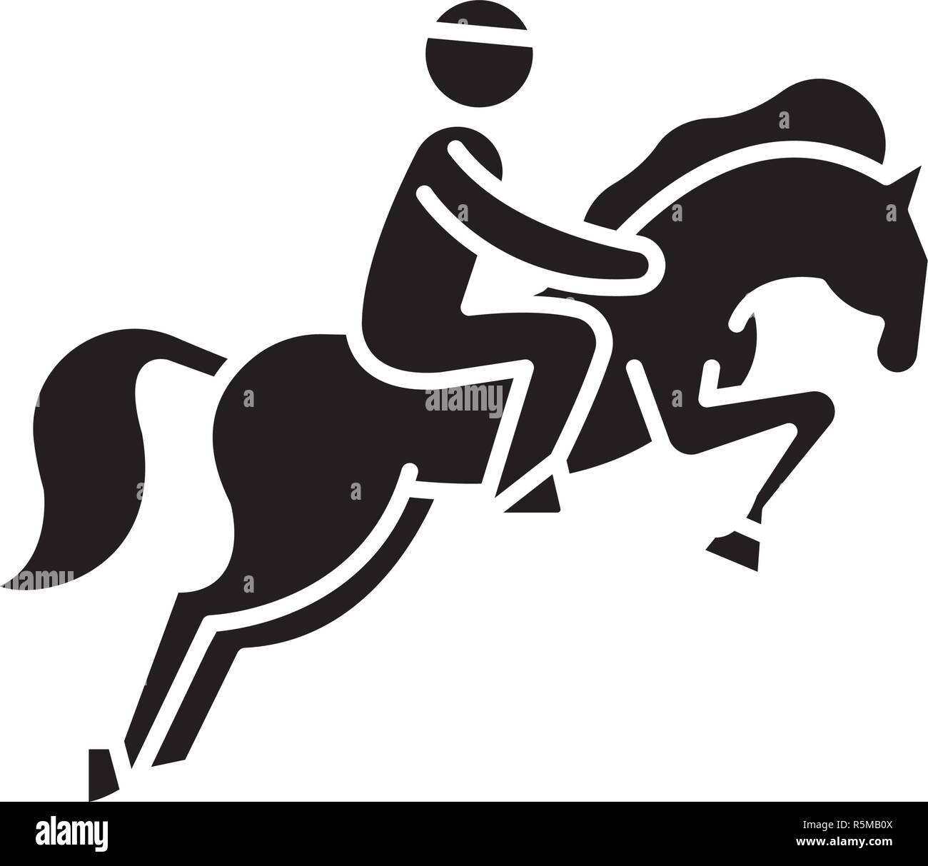 Horse racing black icon, vector sign on isolated background. Horse ...