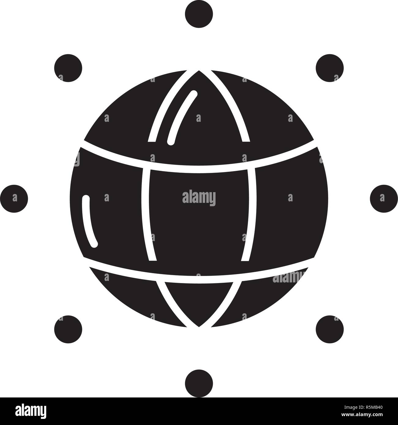 Global connections black icon, vector sign on isolated background ...