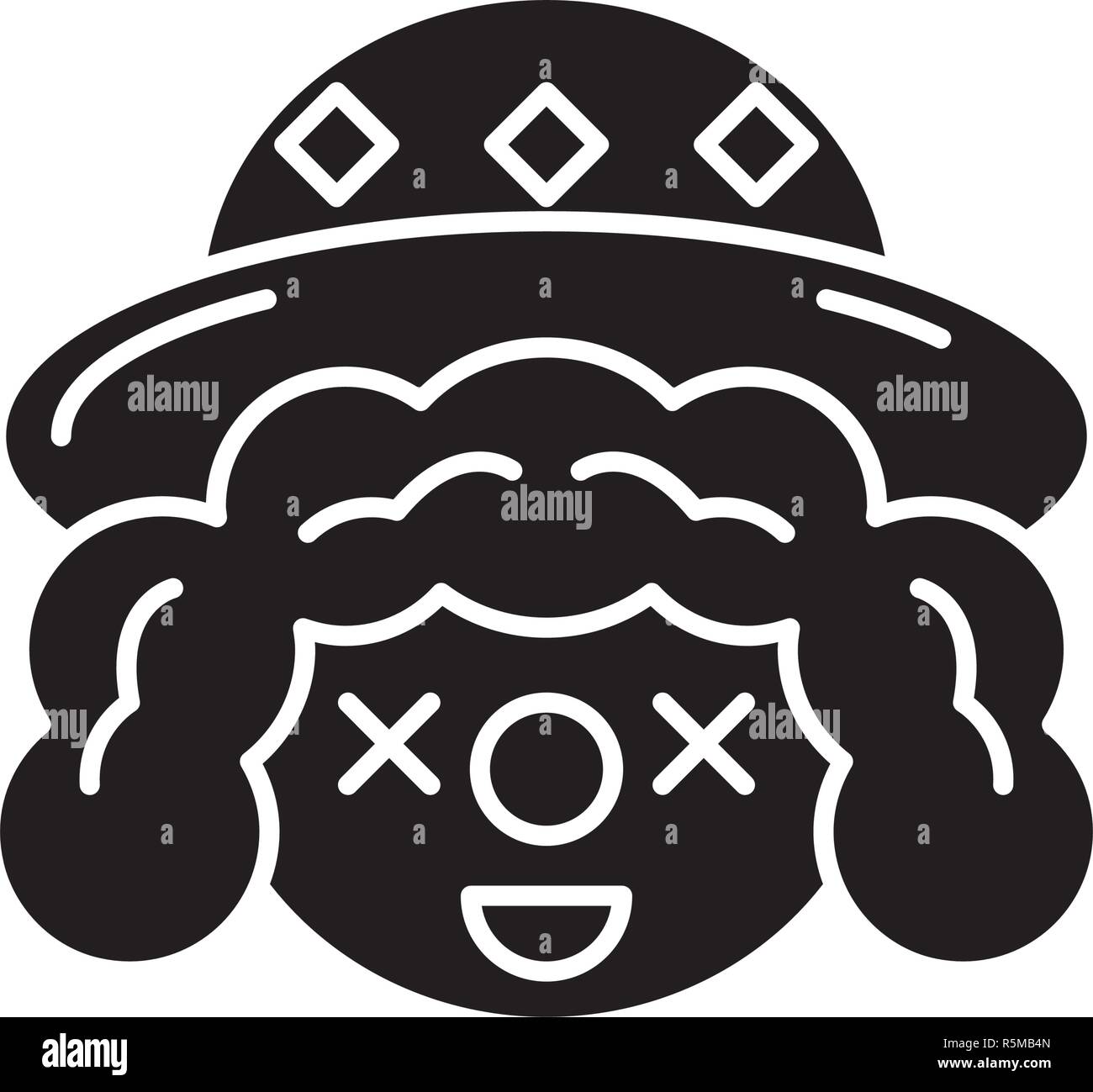 Clown face black icon, vector sign on isolated background. Clown face ...