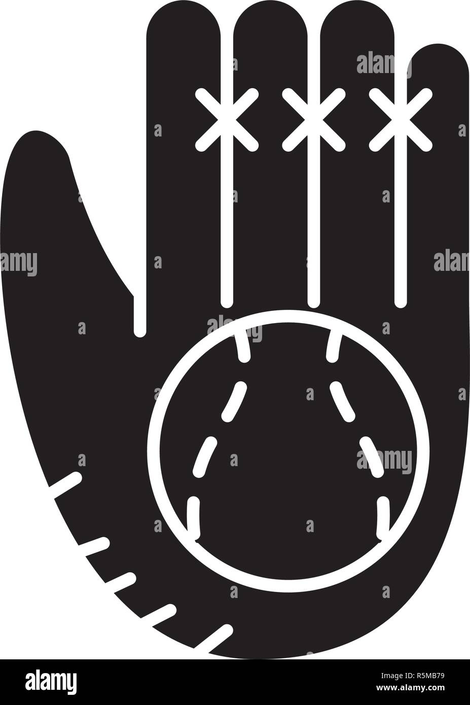 Baseball glove black icon, vector sign on isolated background. Baseball ...