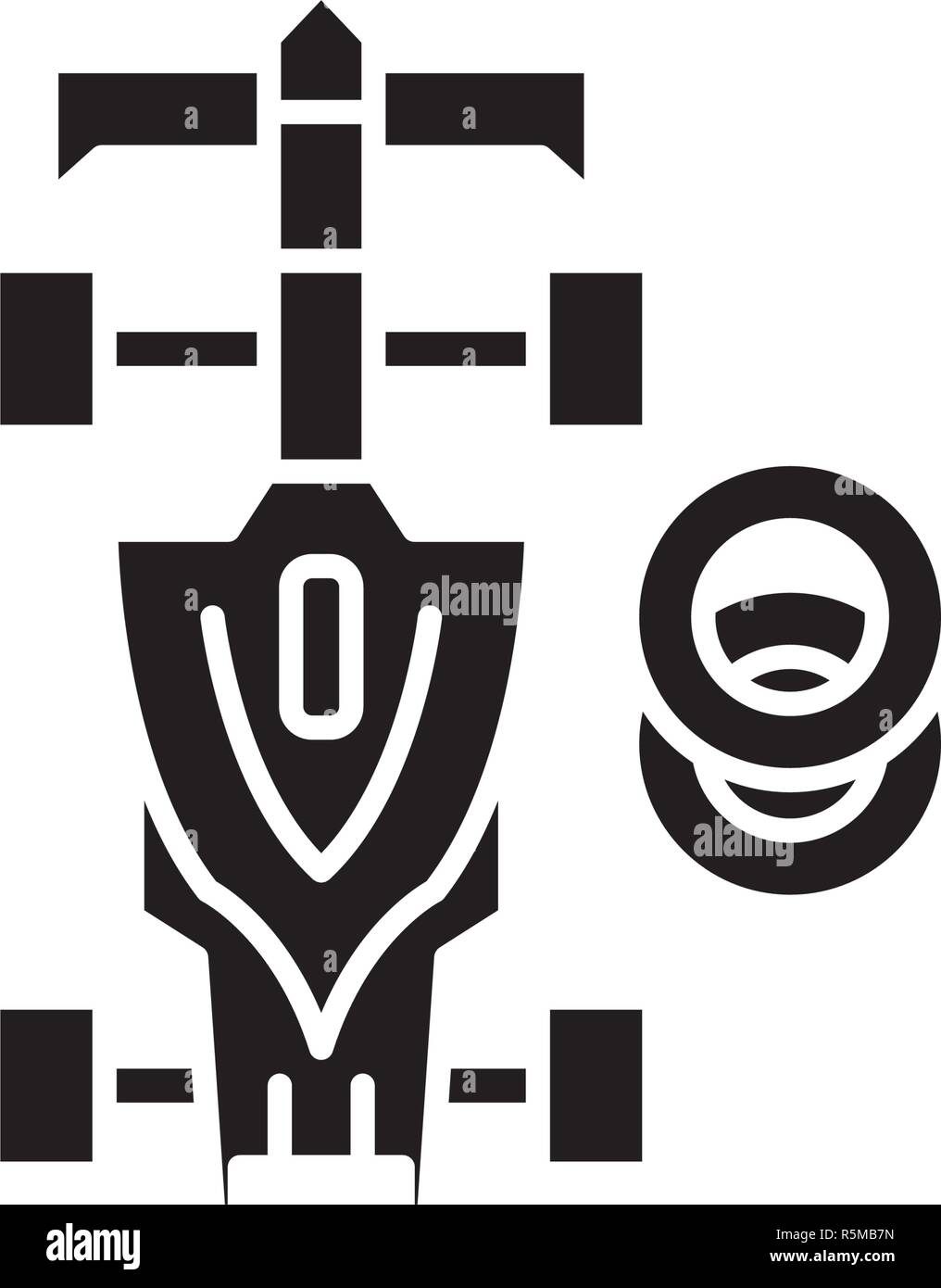 Racing car black icon, vector sign on isolated background. Racing car ...